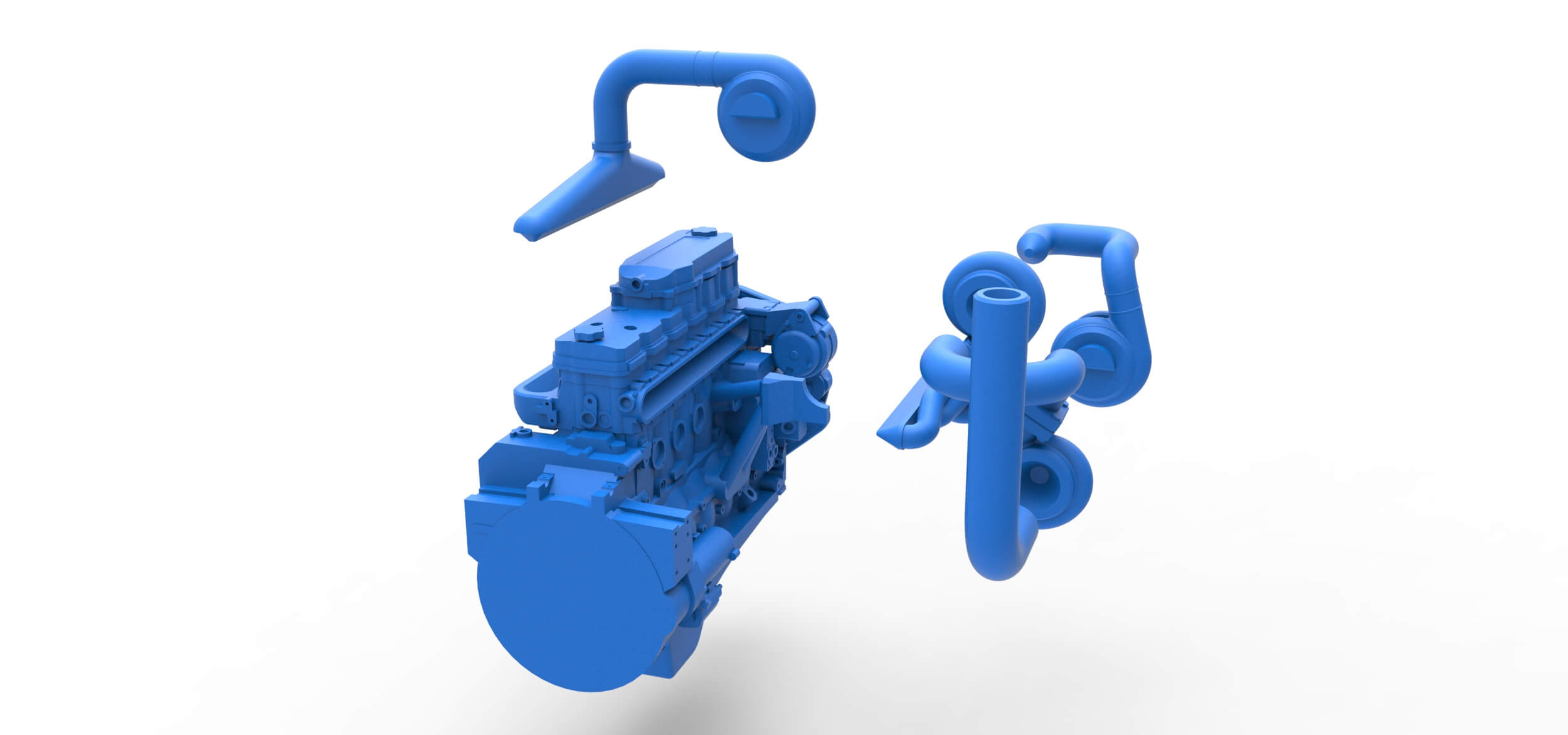 Twin Turbo Straight-Six Engine for Semi Truck Scale 1:25 3D Model by ...