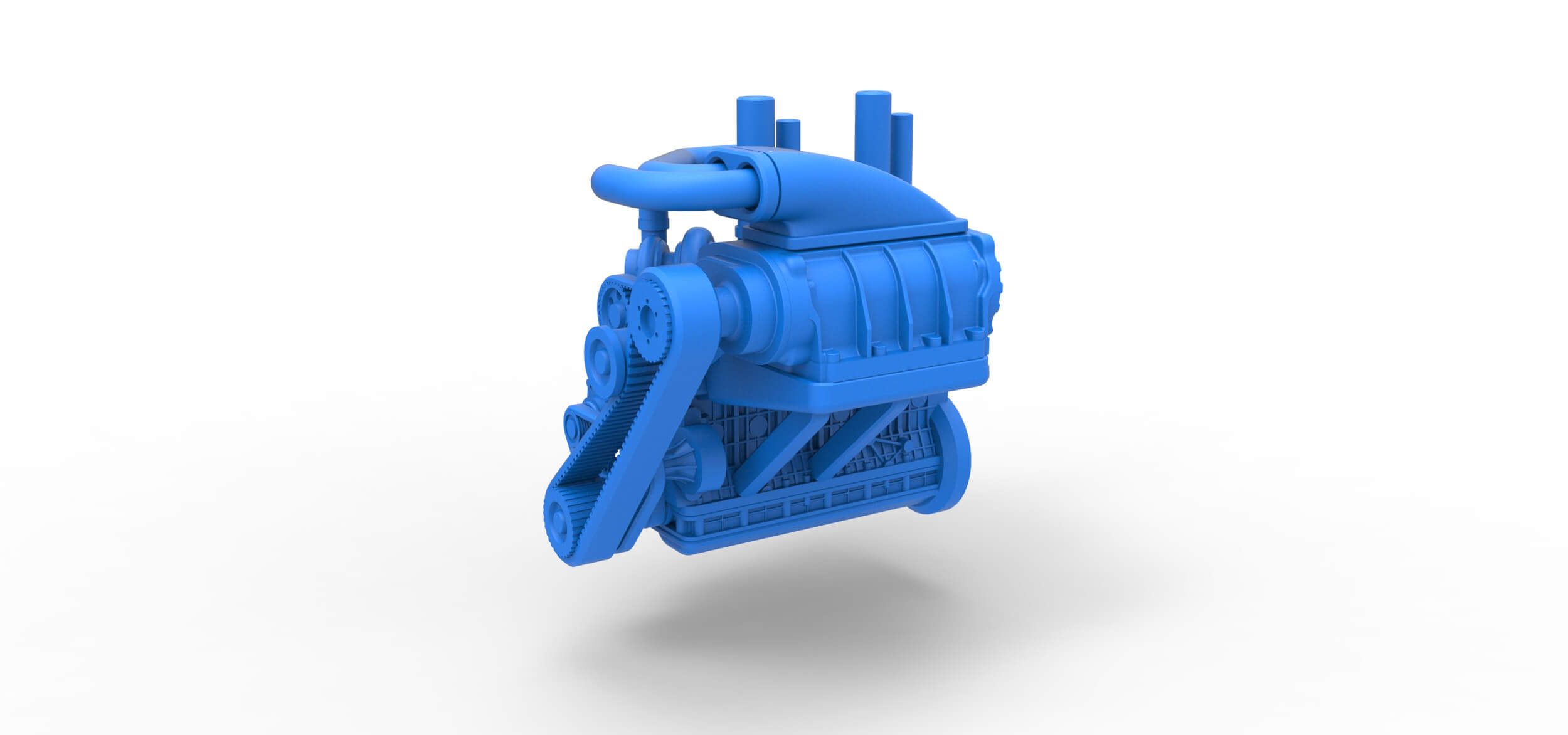 Twin Turbo Supercharged Straight-Six Engine 1:25 3D Model by TechItemsRock