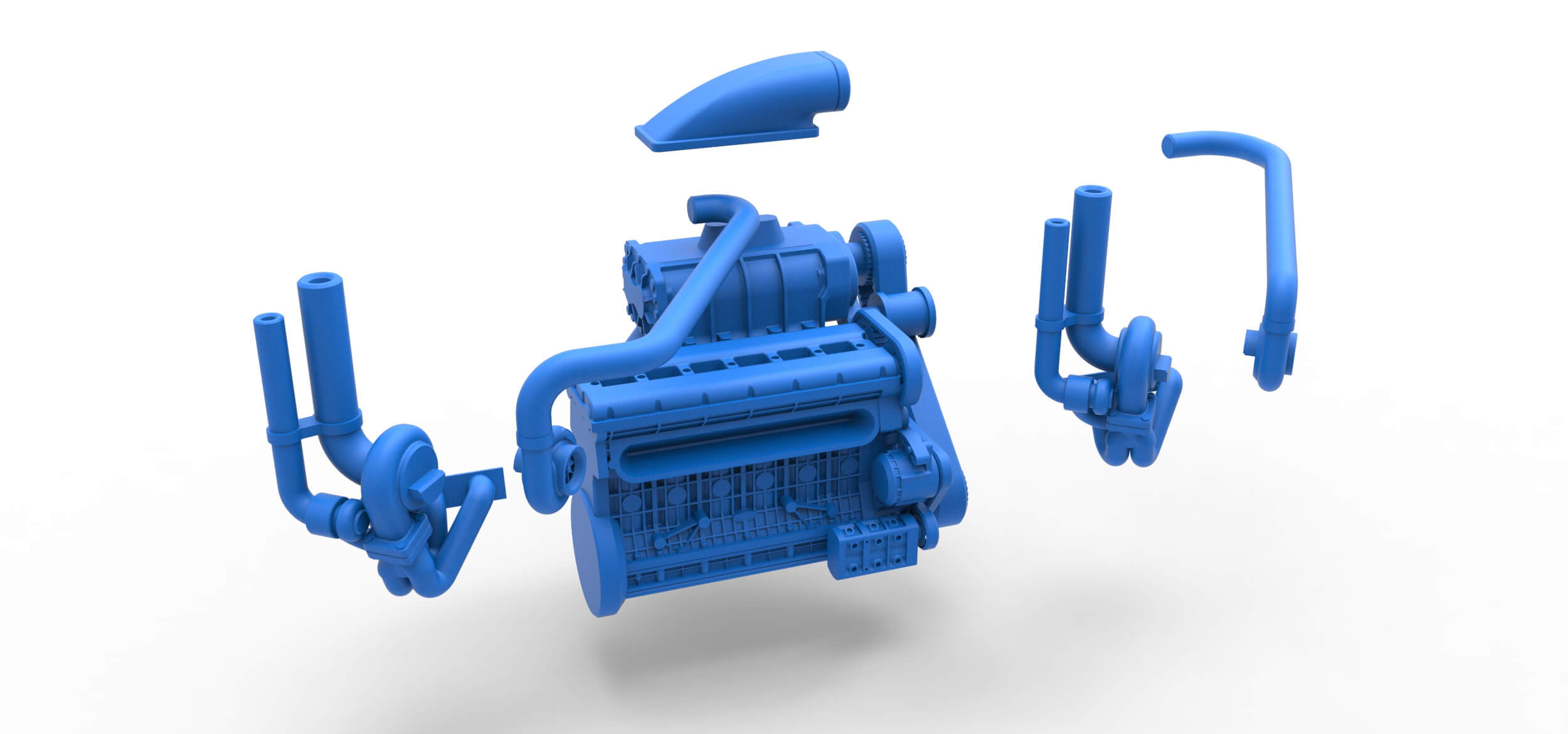 Twin Turbo Supercharged Straight-Six Engine 1:25 3D Model by TechItemsRock
