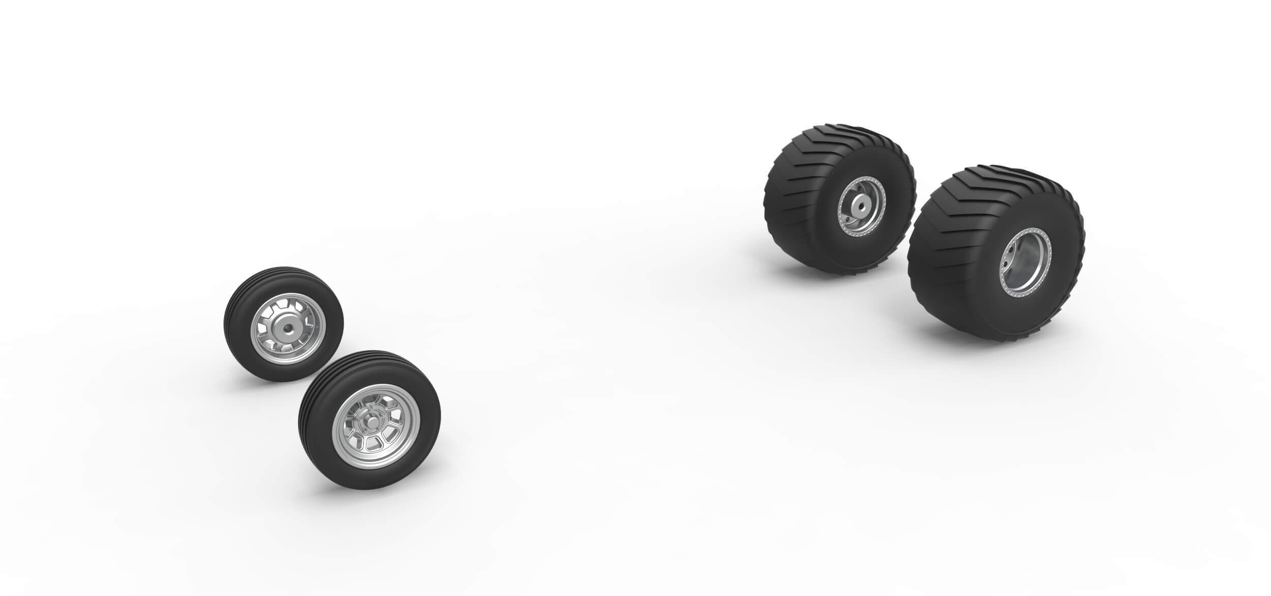Wheel Set of 2WD Pulling Truck Scale 1:25 - 3D Model by TechItemsRock