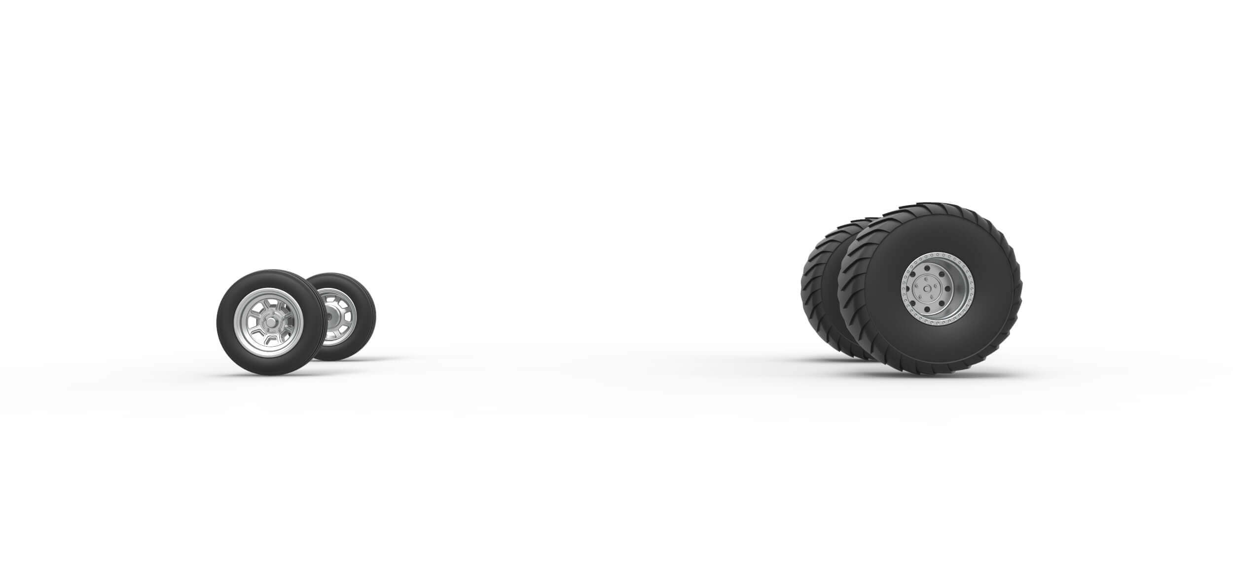 Wheel Set of 2WD Pulling Truck Scale 1:25 - 3D Model by TechItemsRock
