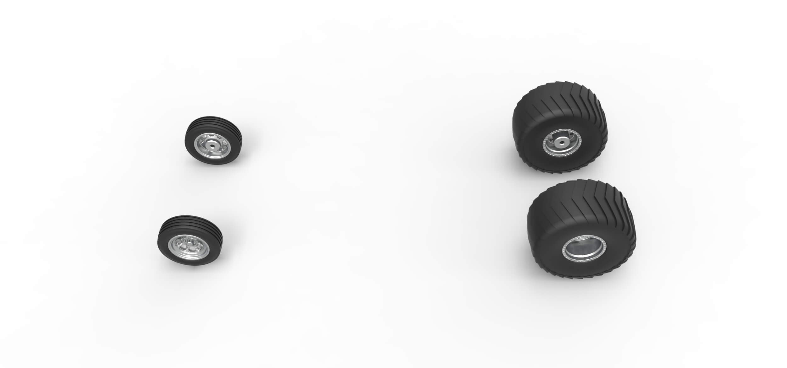 Wheel Set of 2WD Pulling Truck Scale 1:25 - 3D Model by TechItemsRock