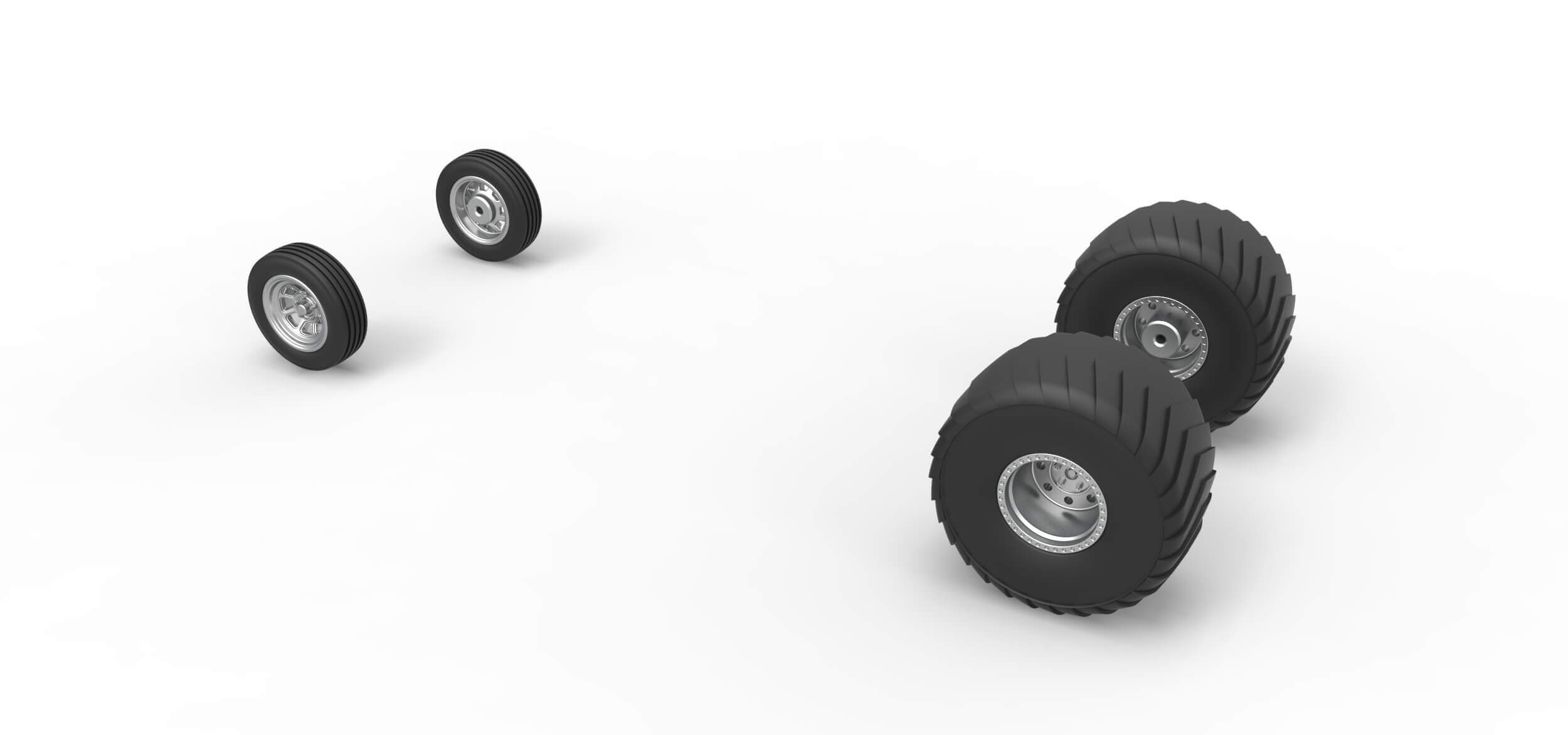 Wheel Set of 2WD Pulling Truck Scale 1:25 - 3D Model by TechItemsRock