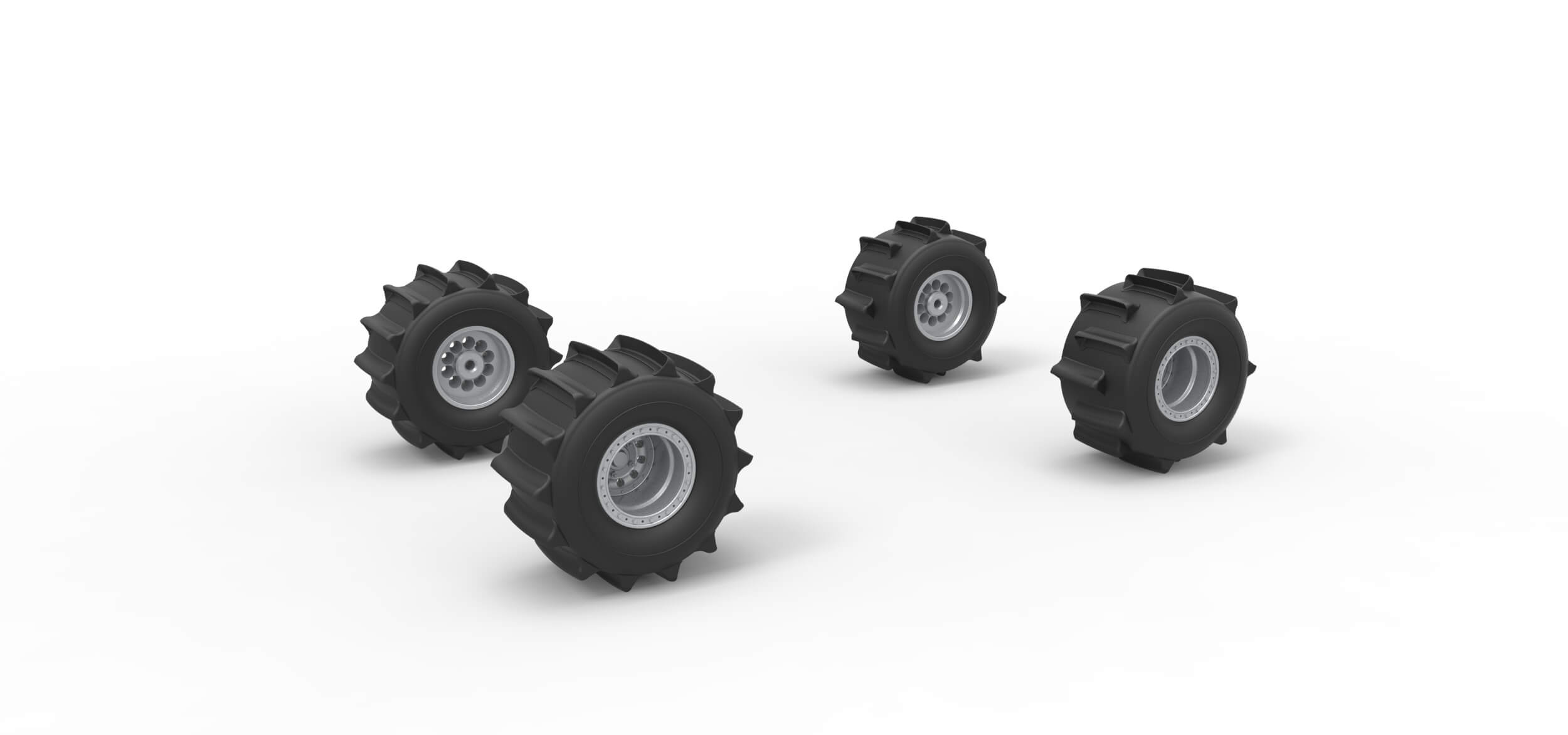 Wheel Set of Formula Off Road Scale 1:25 - 3D Model by TechItemsRock