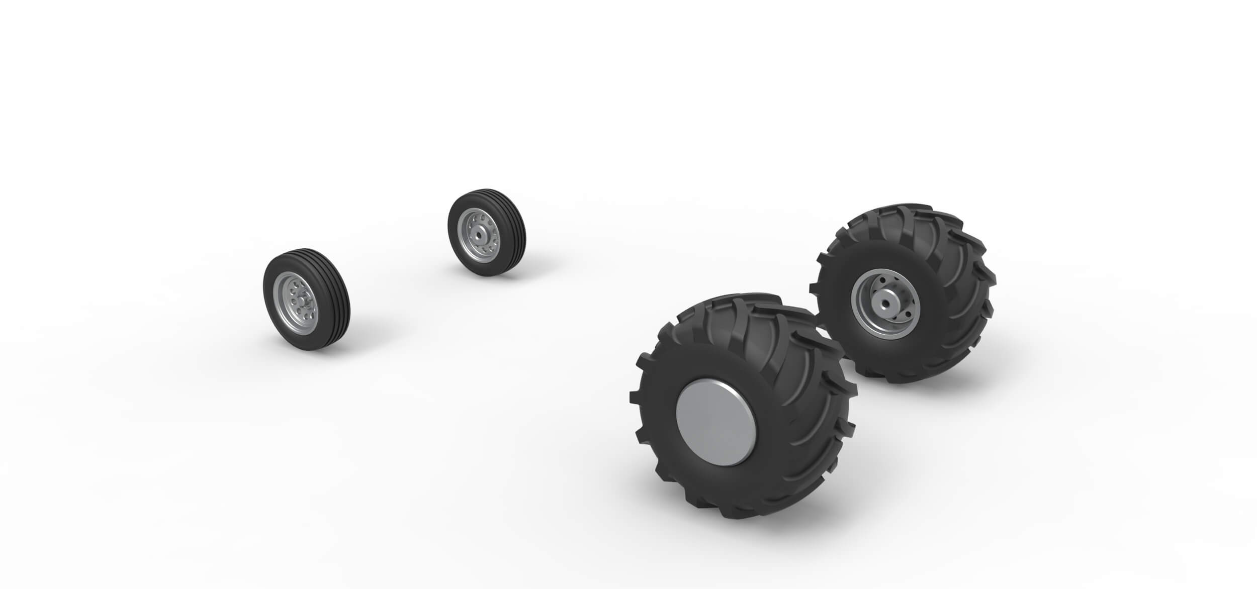 Wheel Set of Vintage 2WD Pulling Truck Scale 1:25 - 3D Model by ...