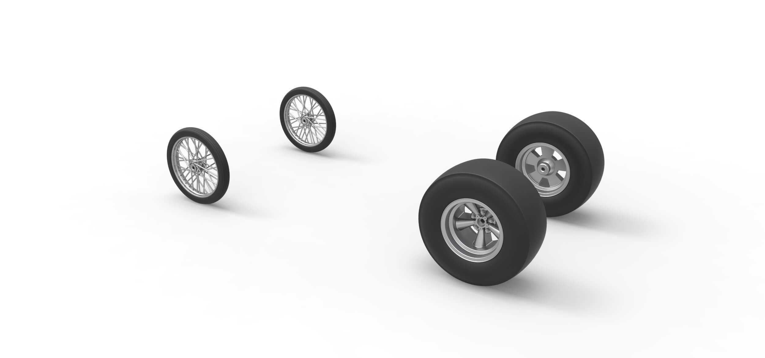 Wheel Set of Vintage Front Engine Dragster V4 Scale 1:25 - 3D Model by ...
