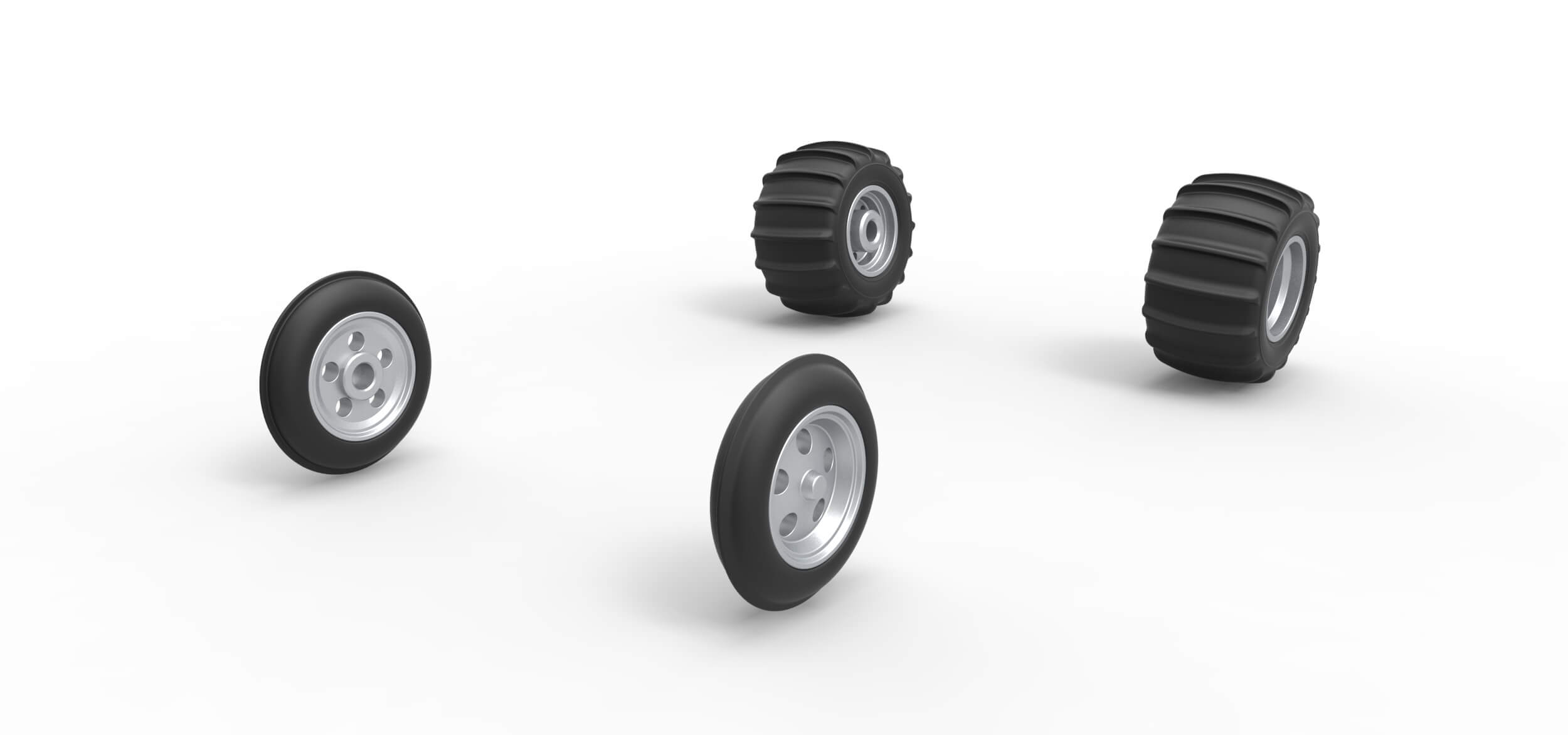 Wheel Set of Vintage Sand Rail Buggy Scale 1:25 - 3D Model by TechItemsRock