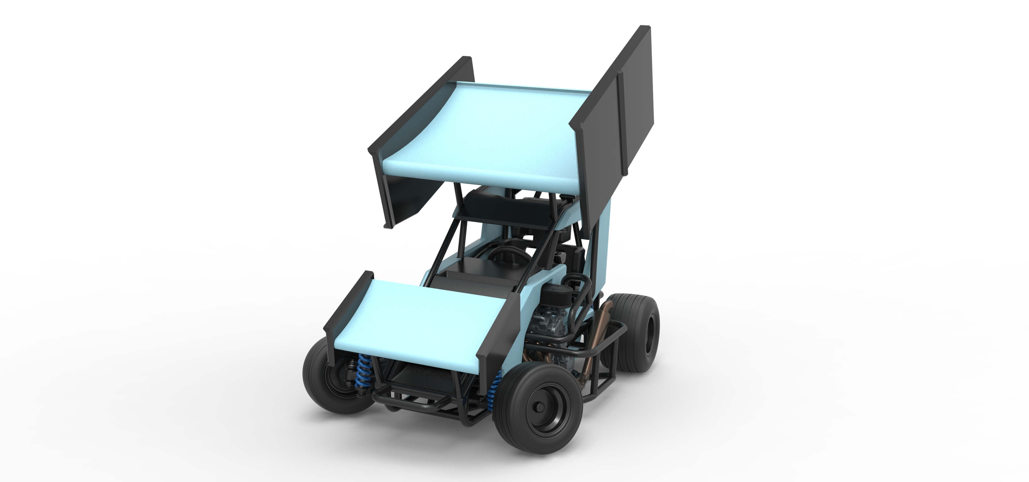 Winged 600 Micro Sprint Car While Turning 1:25 - 3D Model by TechItemsRock