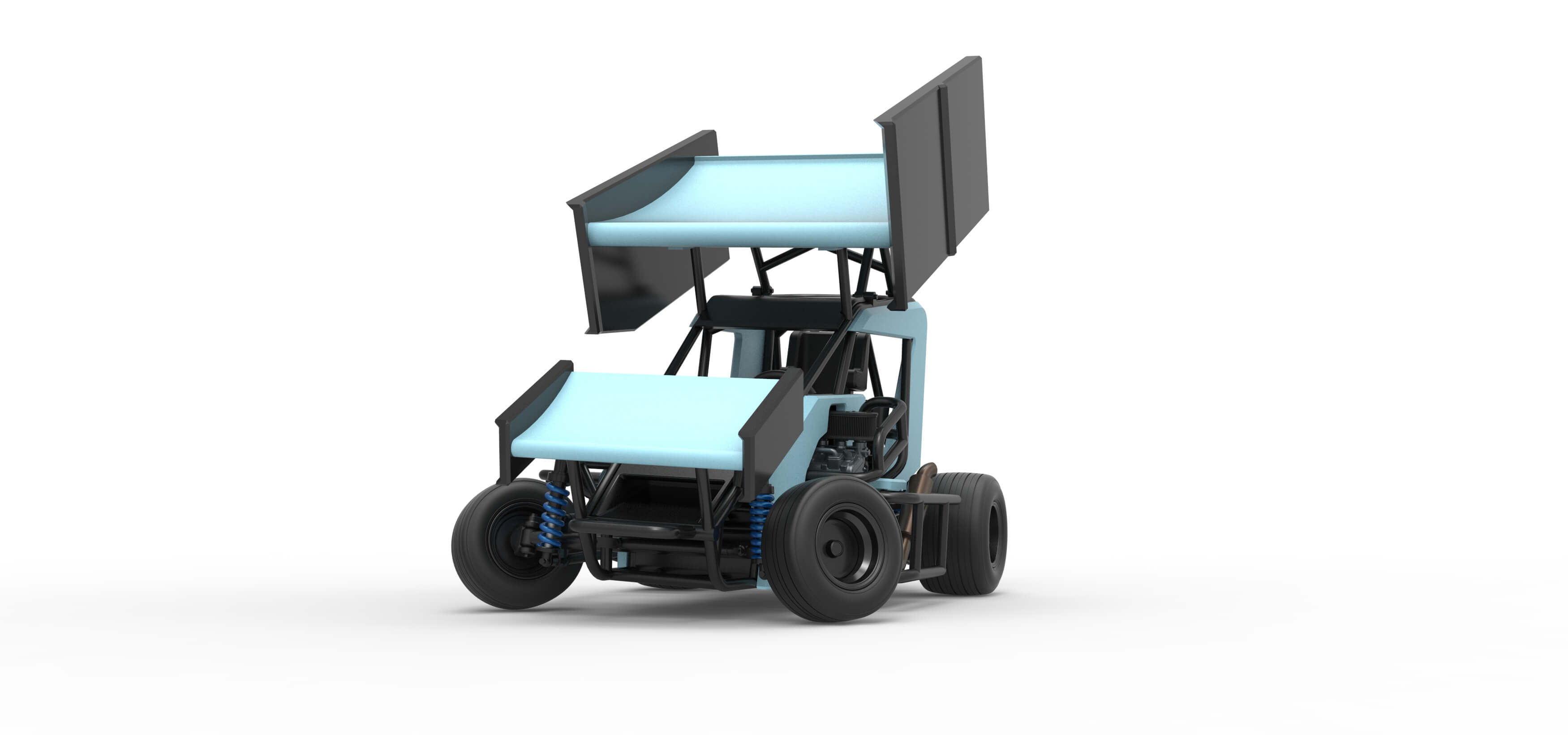 Winged 600 Micro Sprint Car While Turning 1:25 - 3D Model by TechItemsRock