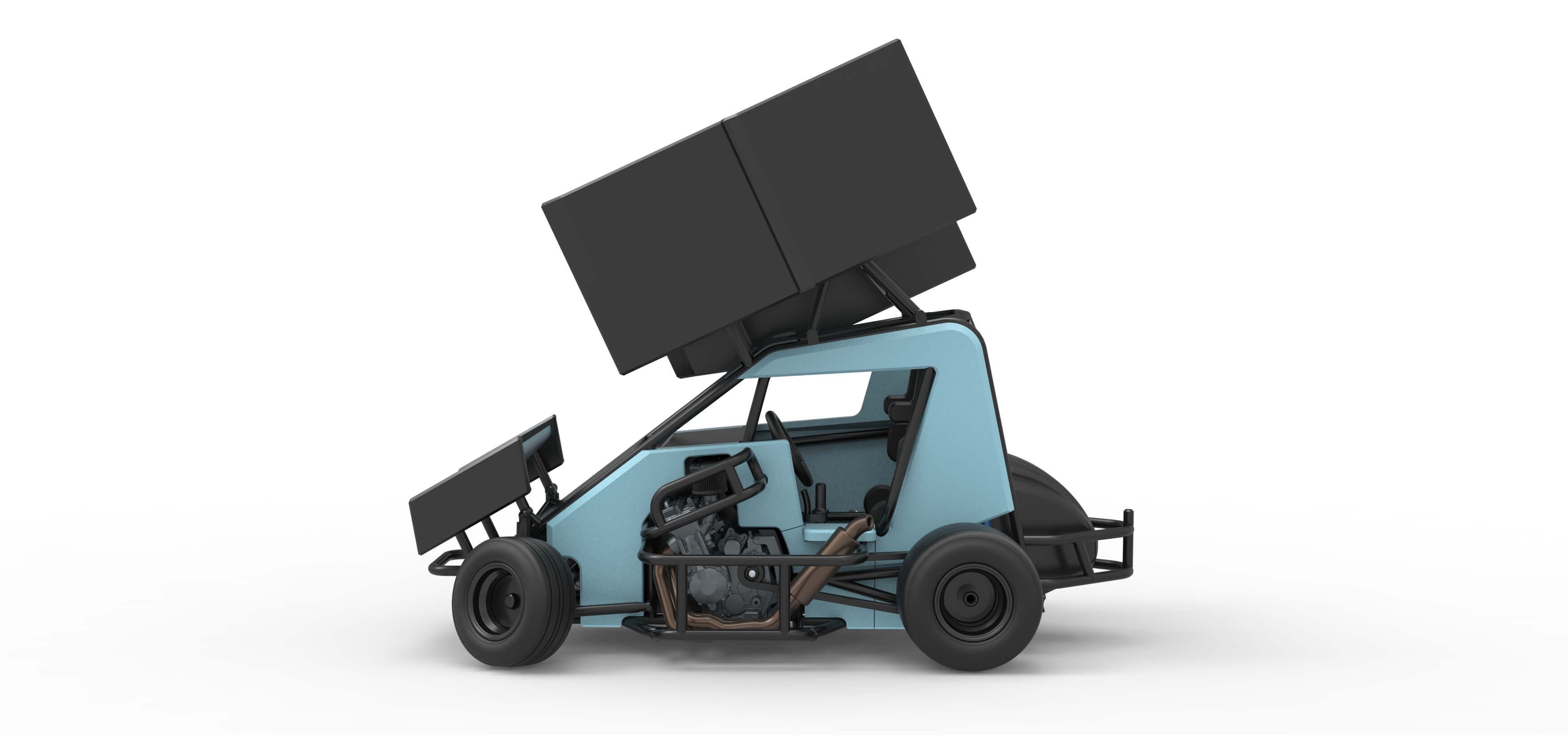 Winged 600 Micro Sprint Car While Turning 1:25 - 3D Model by TechItemsRock