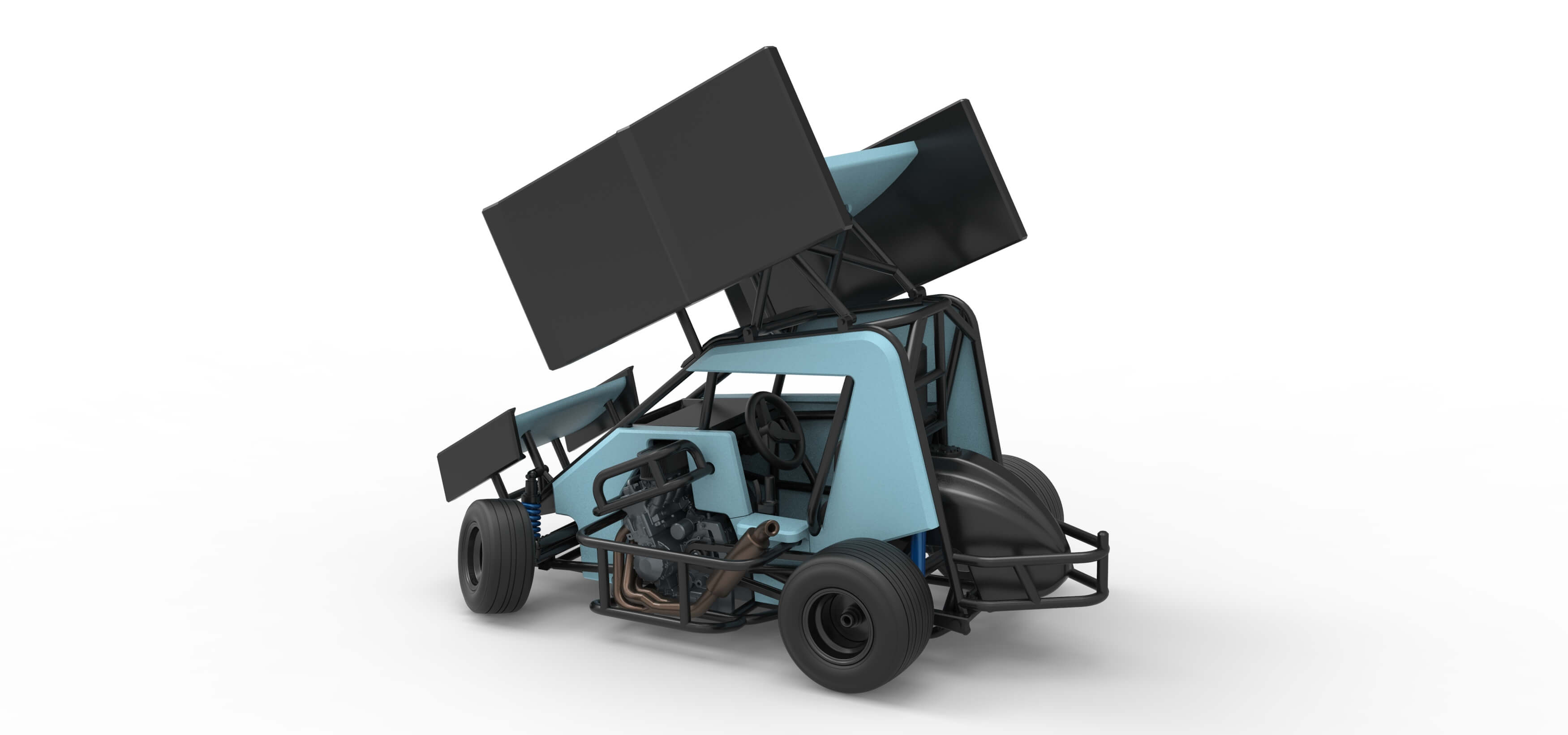 Winged 600 Micro Sprint Car While Turning 1:25 - 3D Model by TechItemsRock