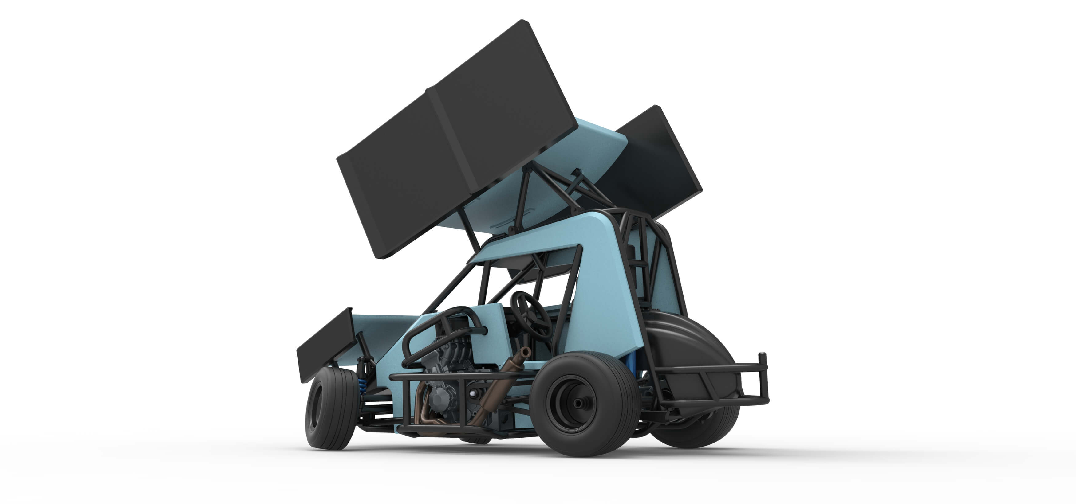 Winged 600 Micro Sprint Car While Turning 1:25 - 3D Model by TechItemsRock