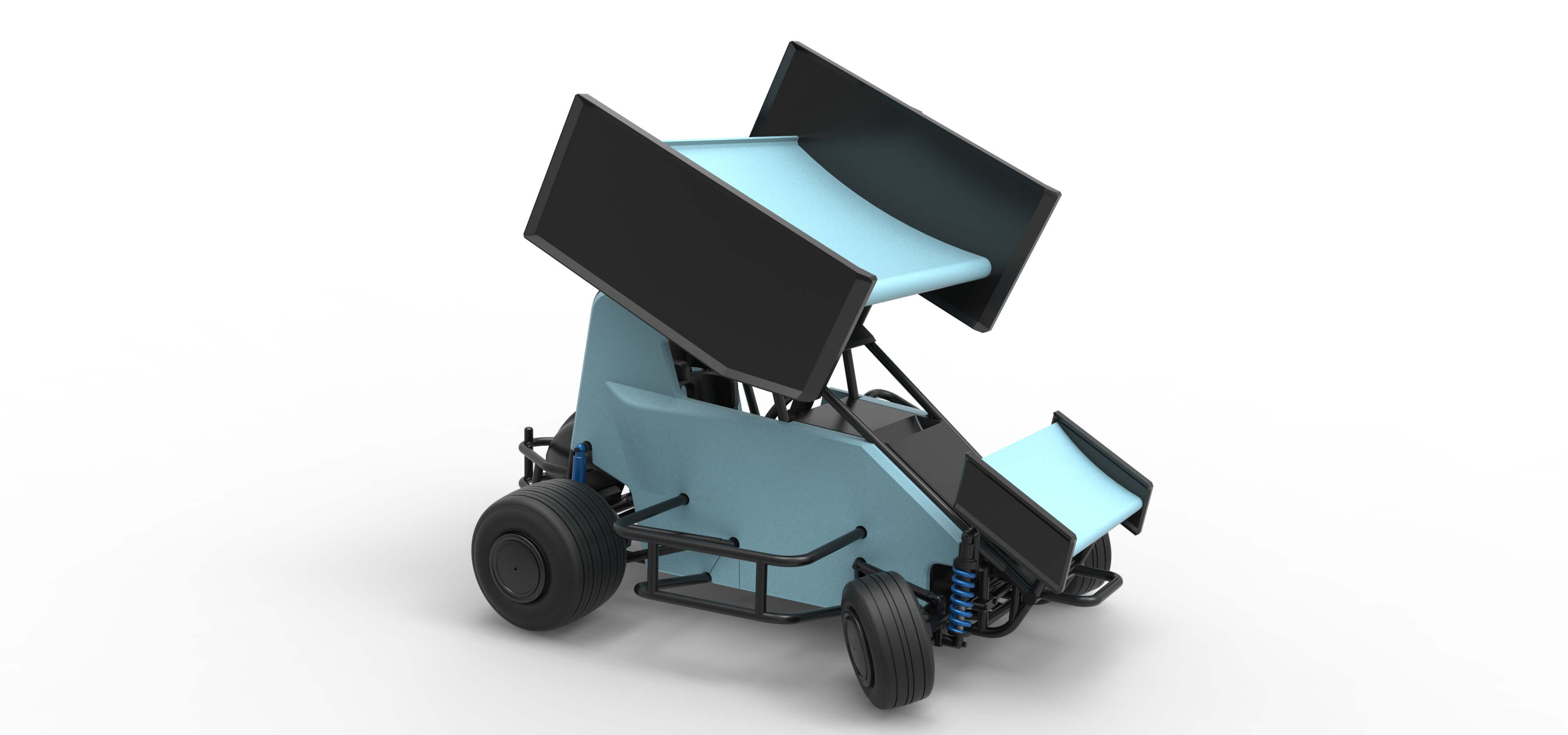 Winged 600 Micro Sprint Car While Turning 1:25 - 3D Model by TechItemsRock