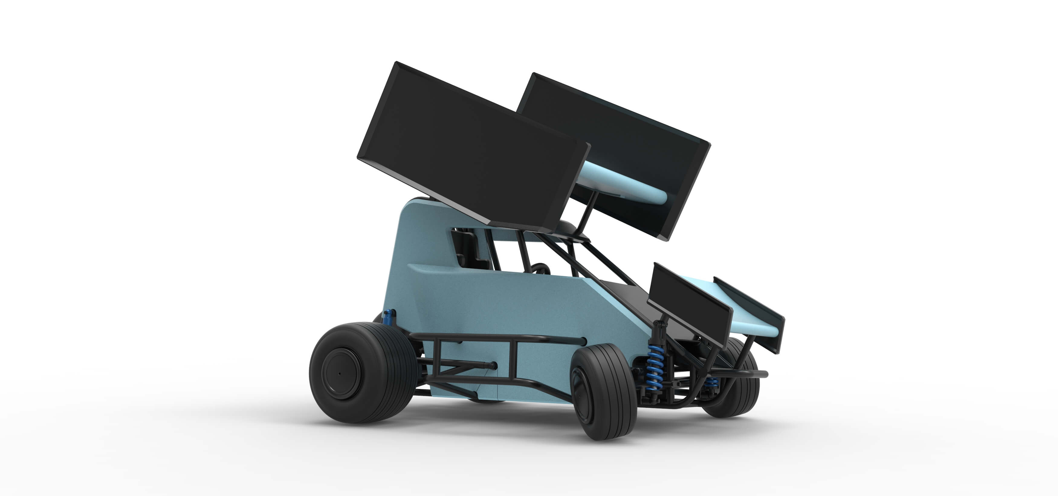 Winged 600 Micro Sprint Car While Turning 1:25 - 3D Model by TechItemsRock