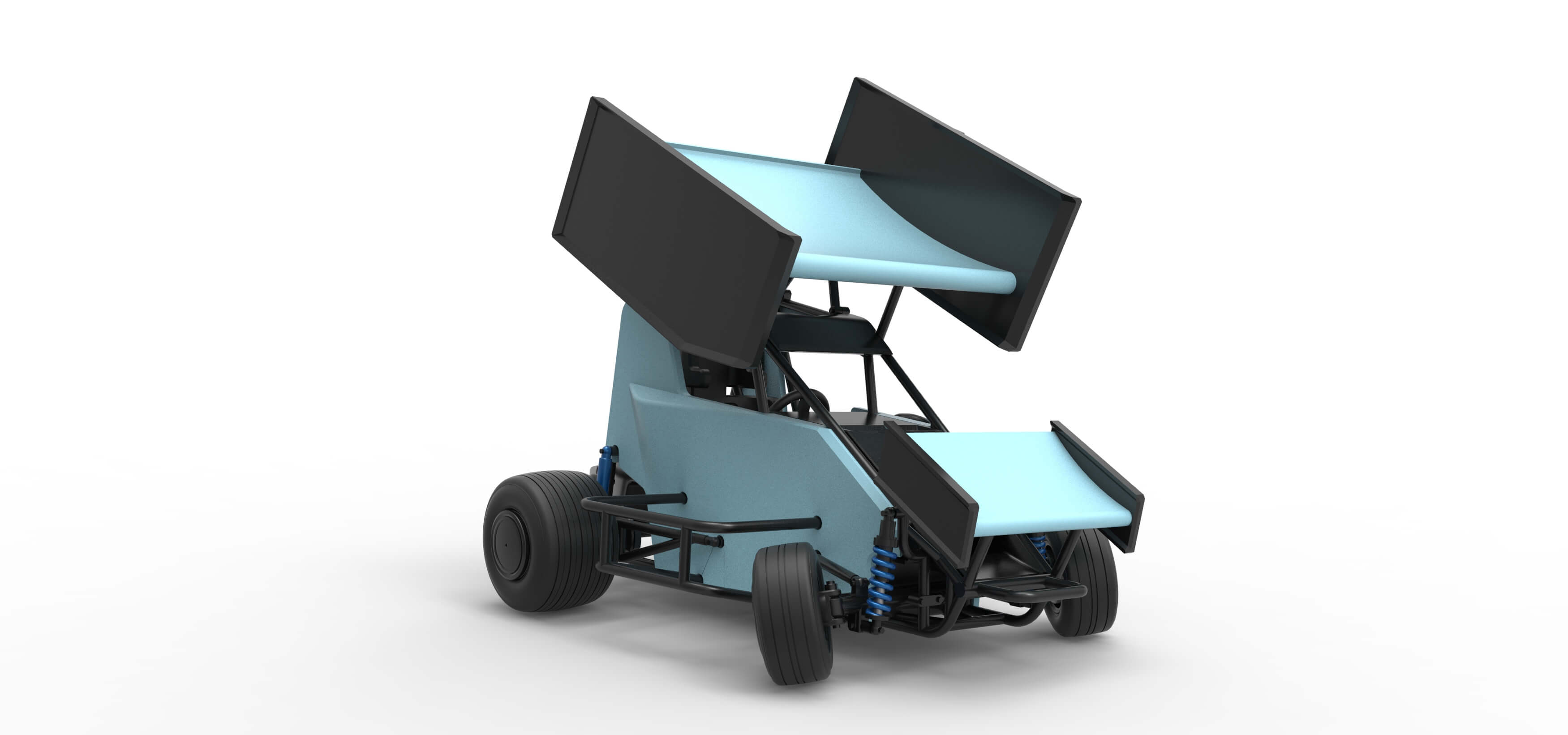 Winged 600 Micro Sprint Car While Turning 1:25 - 3D Model by TechItemsRock