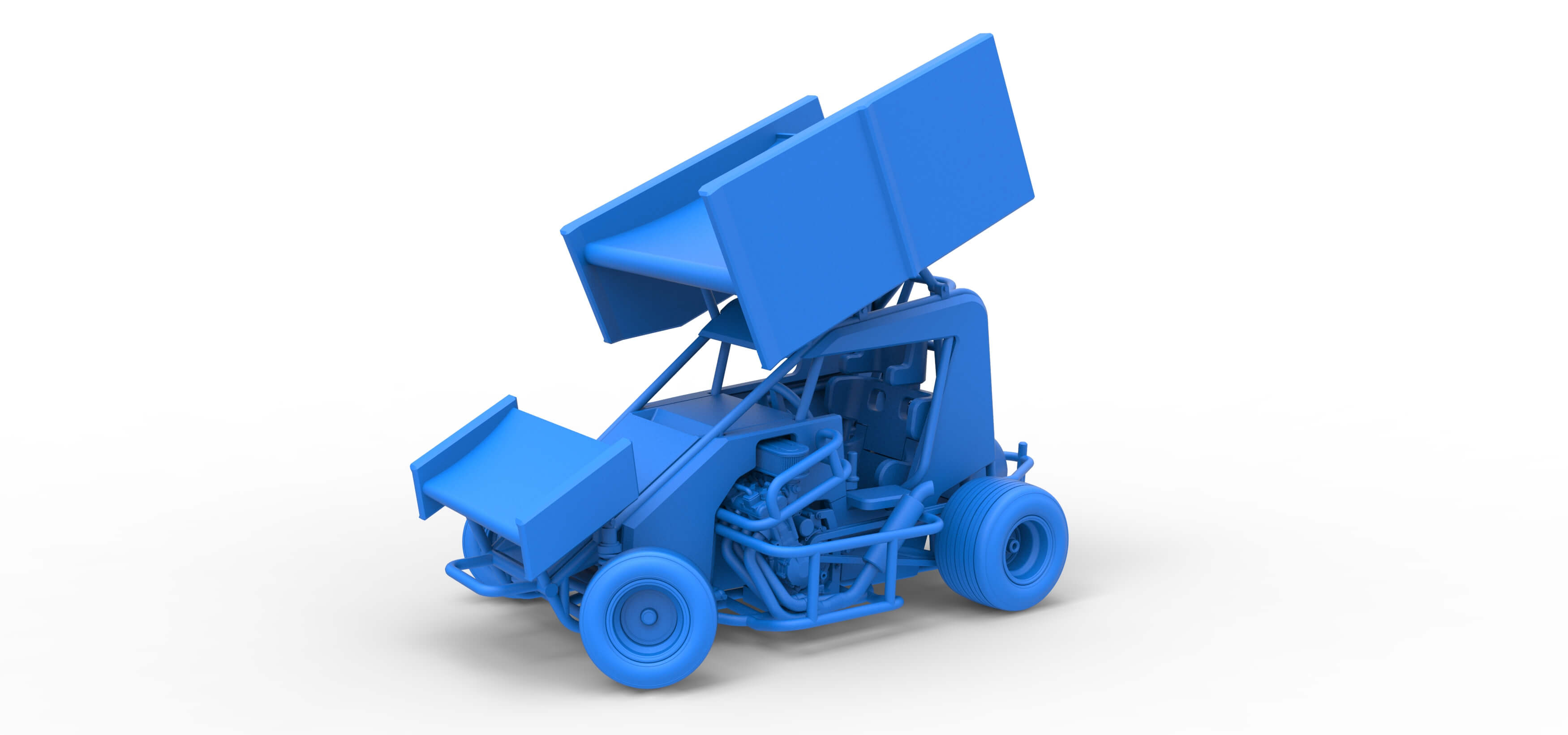 Winged 600 Micro Sprint Car While Turning 1:25 - 3D Model by TechItemsRock