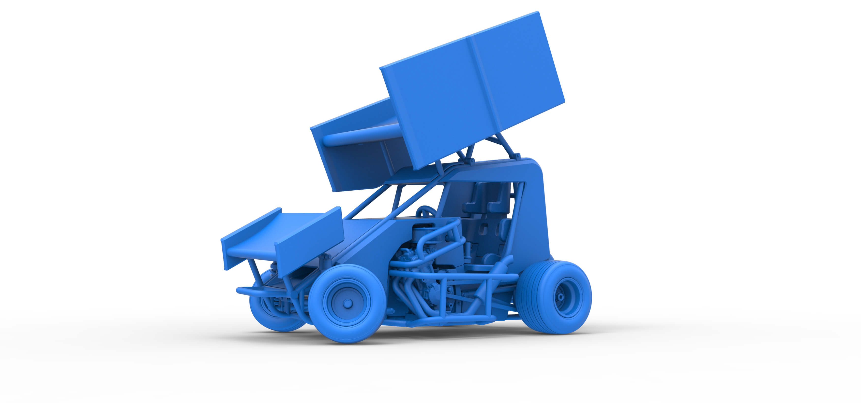 Winged 600 Micro Sprint Car While Turning 1:25 - 3D Model by TechItemsRock