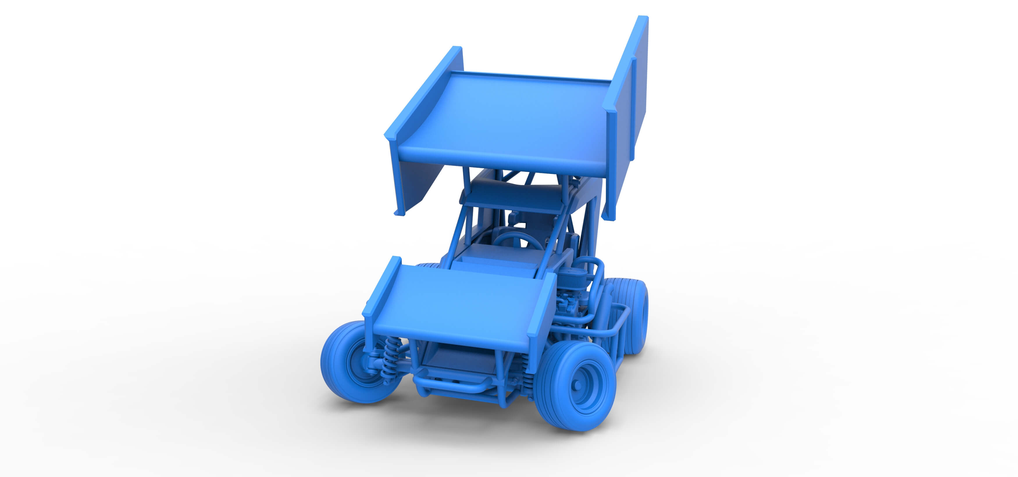 Winged 600 Micro Sprint Car While Turning 1:25 - 3D Model by TechItemsRock