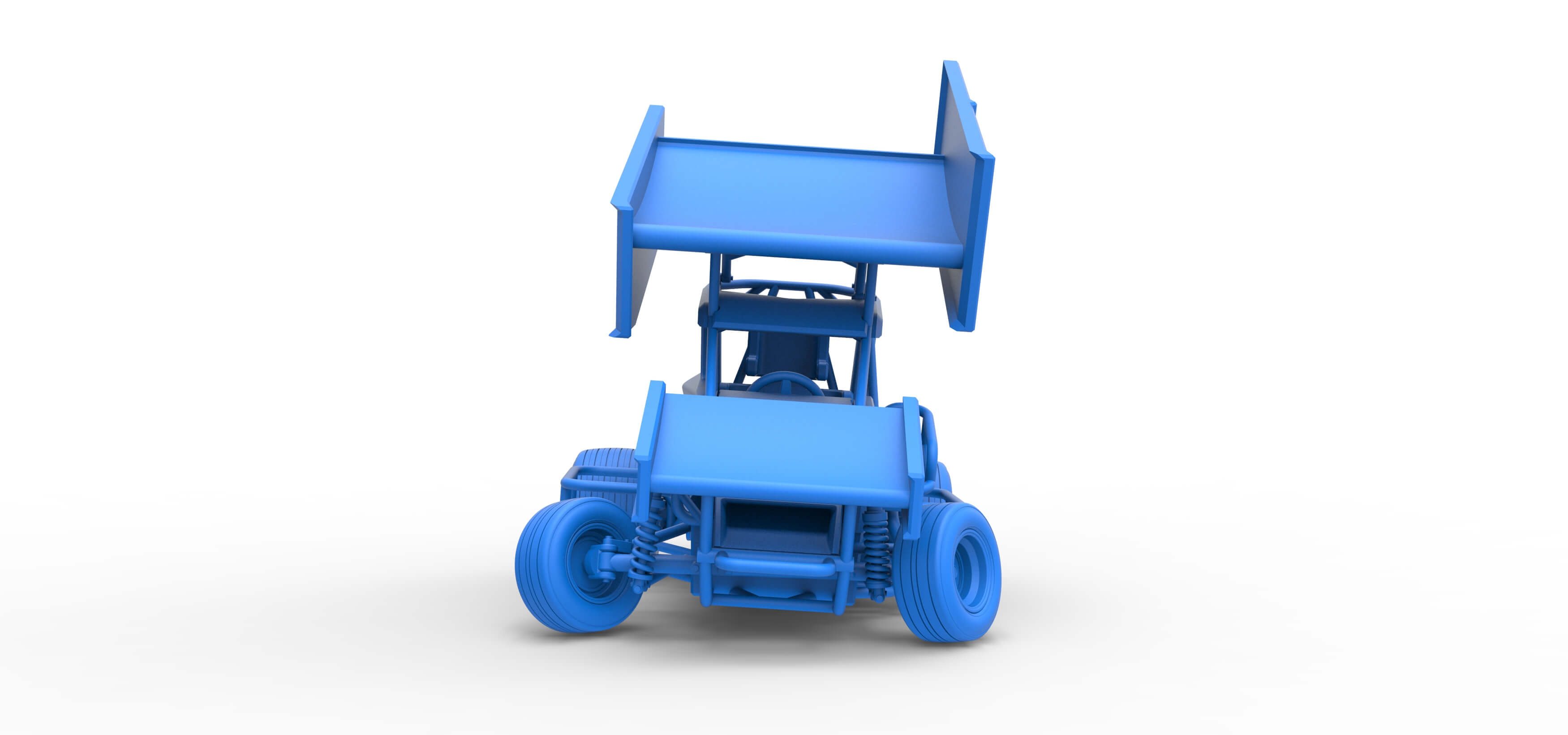 Winged 600 Micro Sprint Car While Turning 1:25 - 3D Model by TechItemsRock