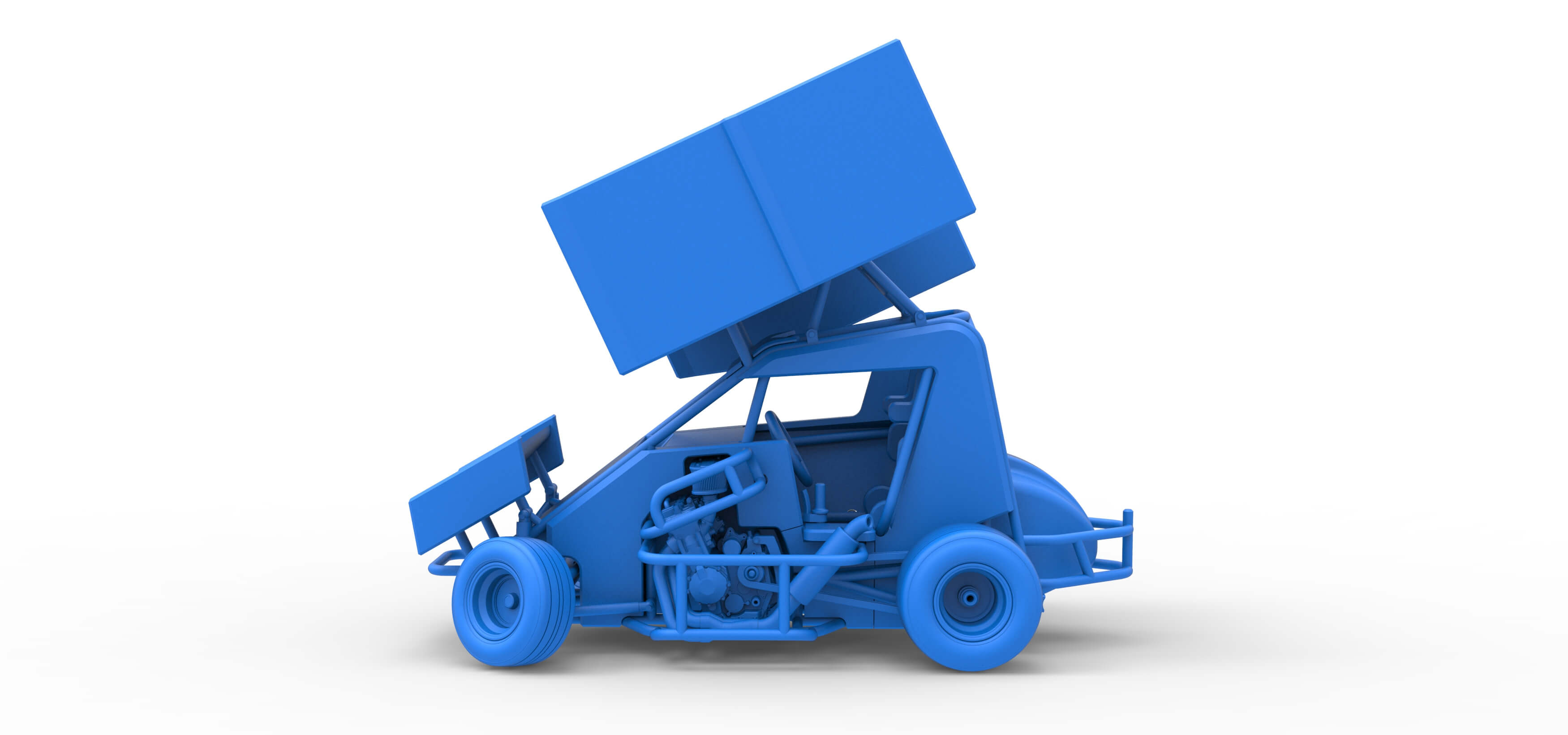 Winged 600 Micro Sprint Car While Turning 1:25 - 3D Model by TechItemsRock