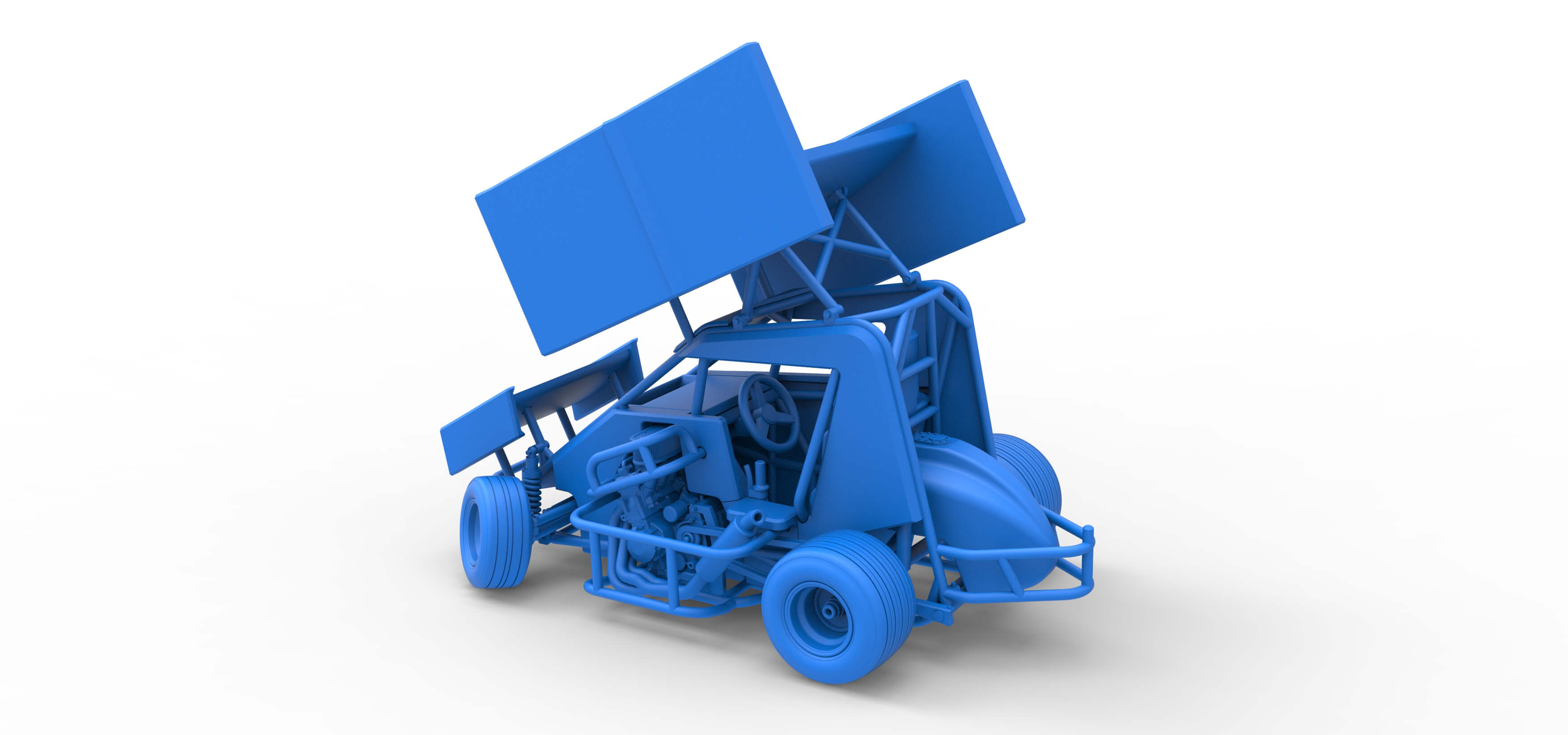 Winged 600 Micro Sprint Car While Turning 1:25 - 3D Model by TechItemsRock