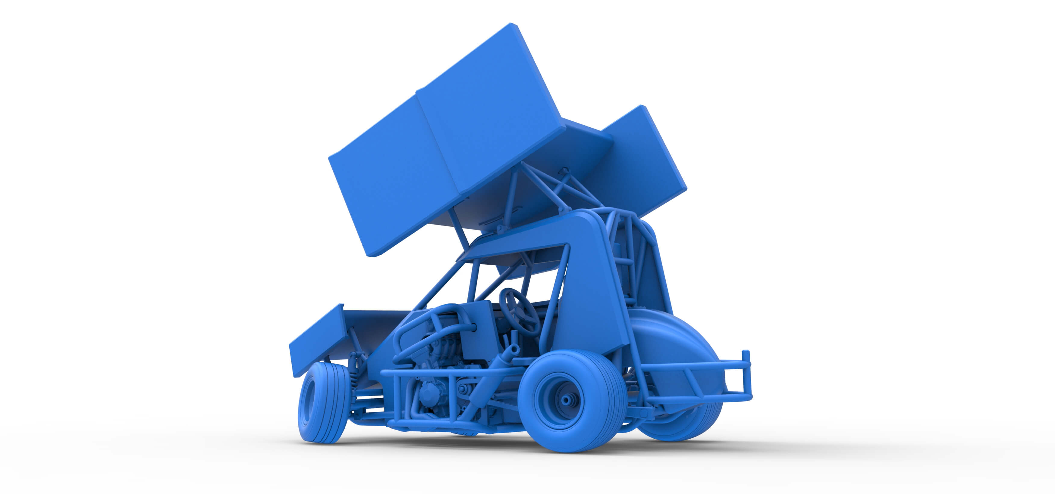 Winged 600 Micro Sprint Car While Turning 1:25 - 3D Model by TechItemsRock