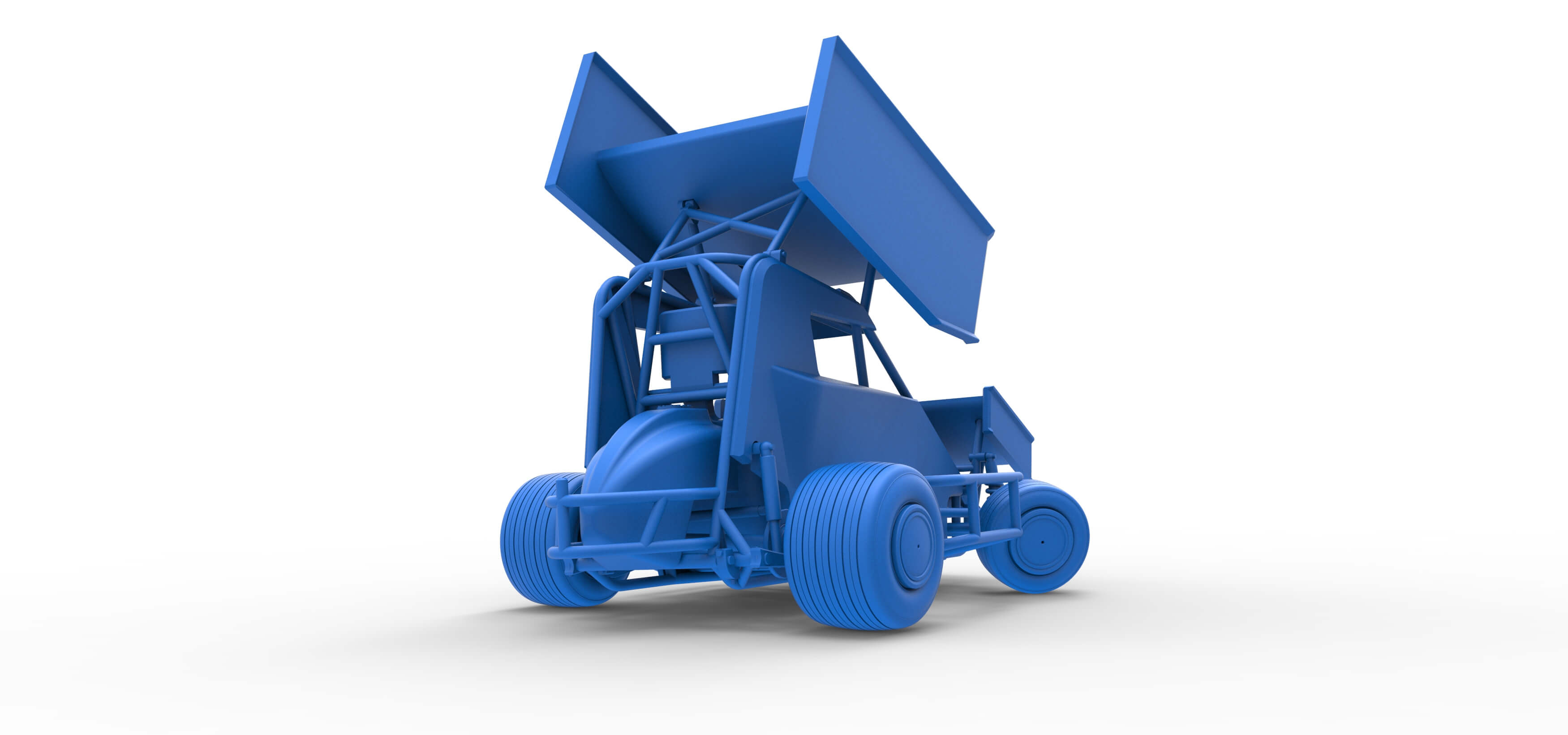 Winged 600 Micro Sprint Car While Turning 1:25 - 3D Model by TechItemsRock