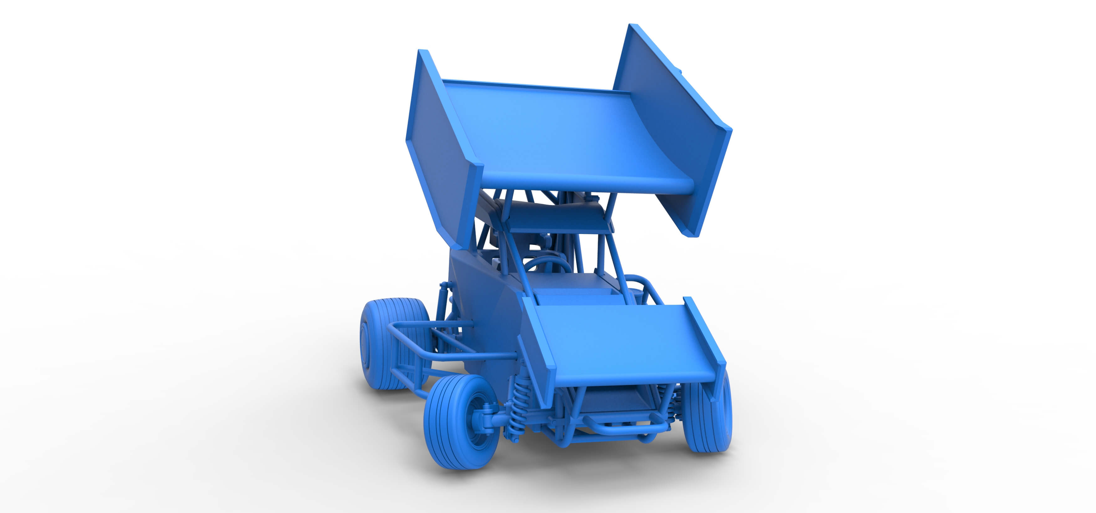 Winged 600 Micro Sprint Car While Turning 1:25 - 3D Model by TechItemsRock