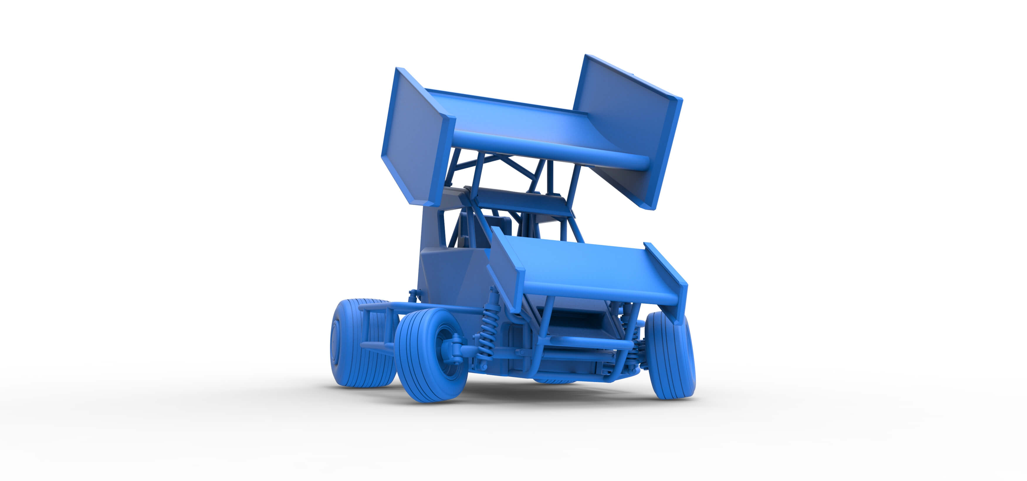 Winged 600 Micro Sprint Car While Turning 1:25 - 3D Model by TechItemsRock