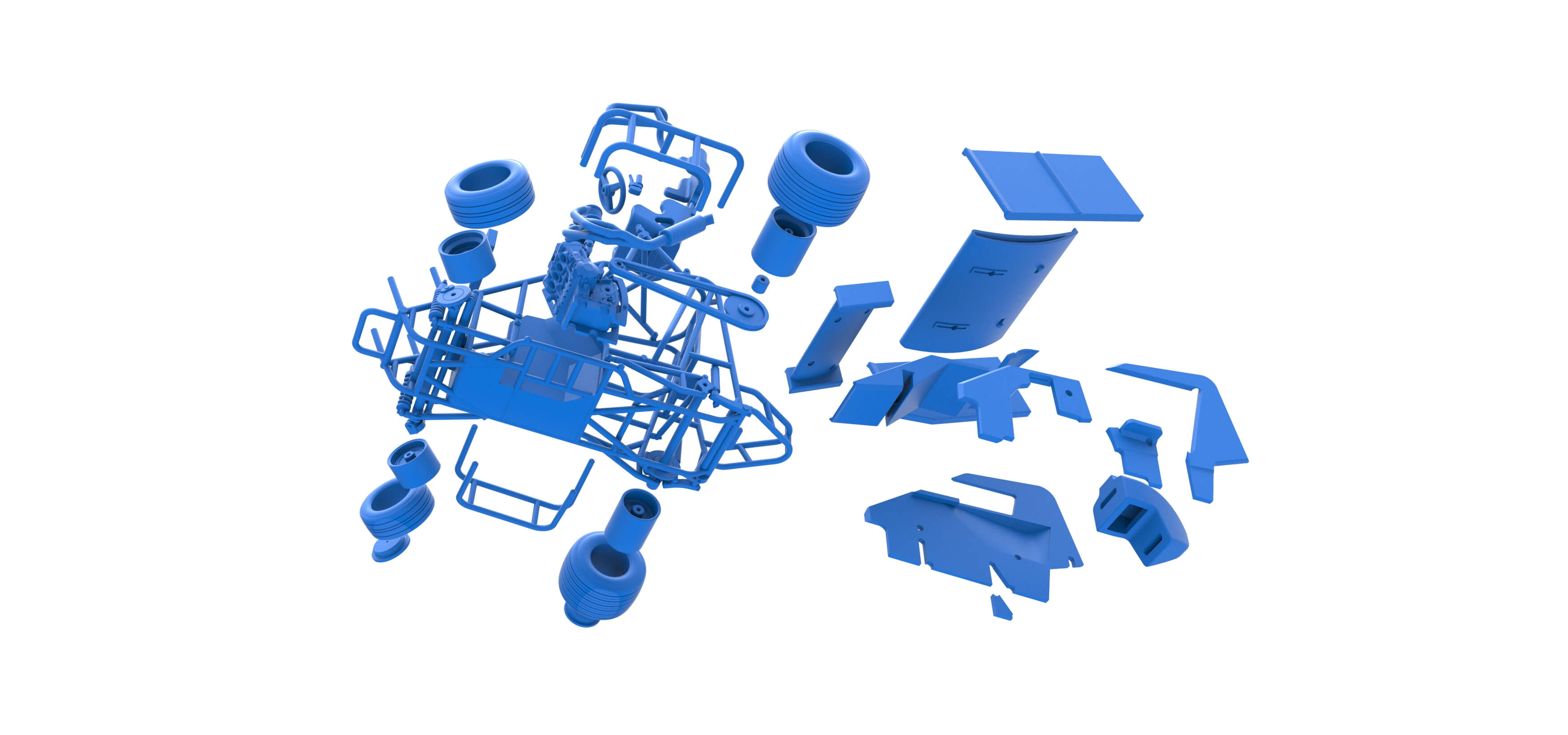 Winged 600 Micro Sprint Car While Turning 1:25 - 3D Model by TechItemsRock