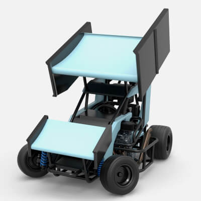 Winged 600 Micro Sprint Car While Turning 1:25 - 3D Model by TechItemsRock