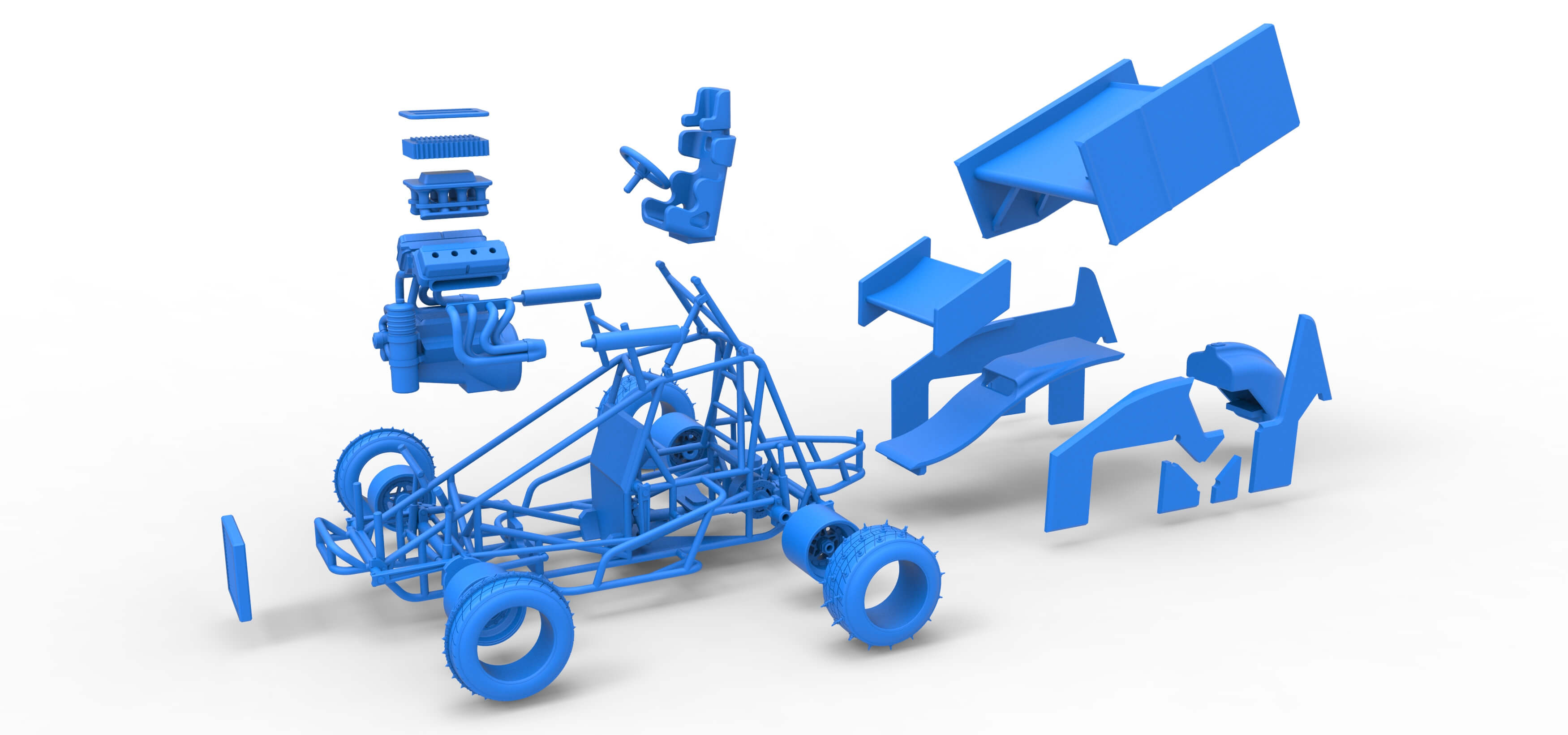 Winged Sprint Car for Ice Scale 1:25 - 3D Model by TechItemsRock