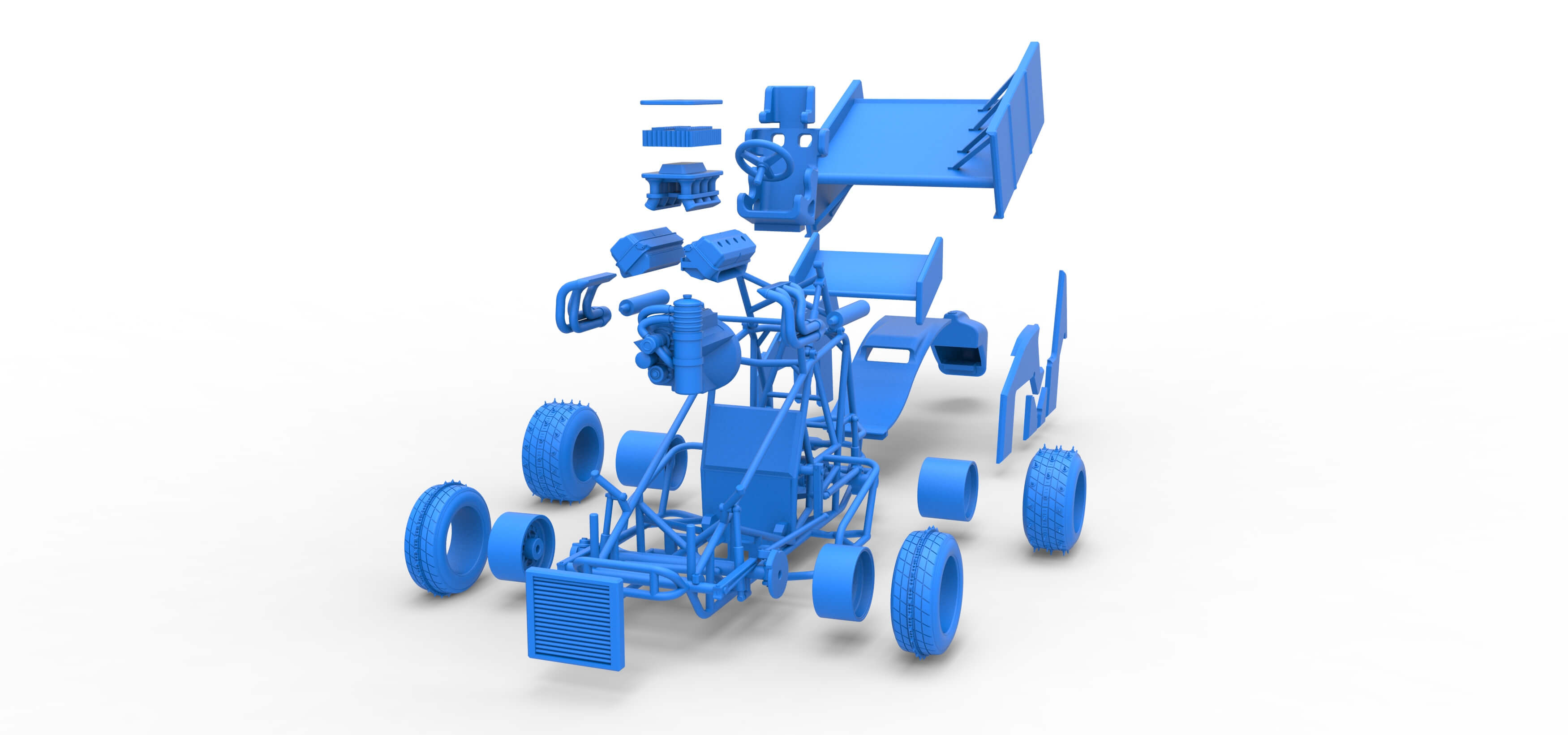 Winged Sprint Car for Ice Scale 1:25 - 3D Model by TechItemsRock