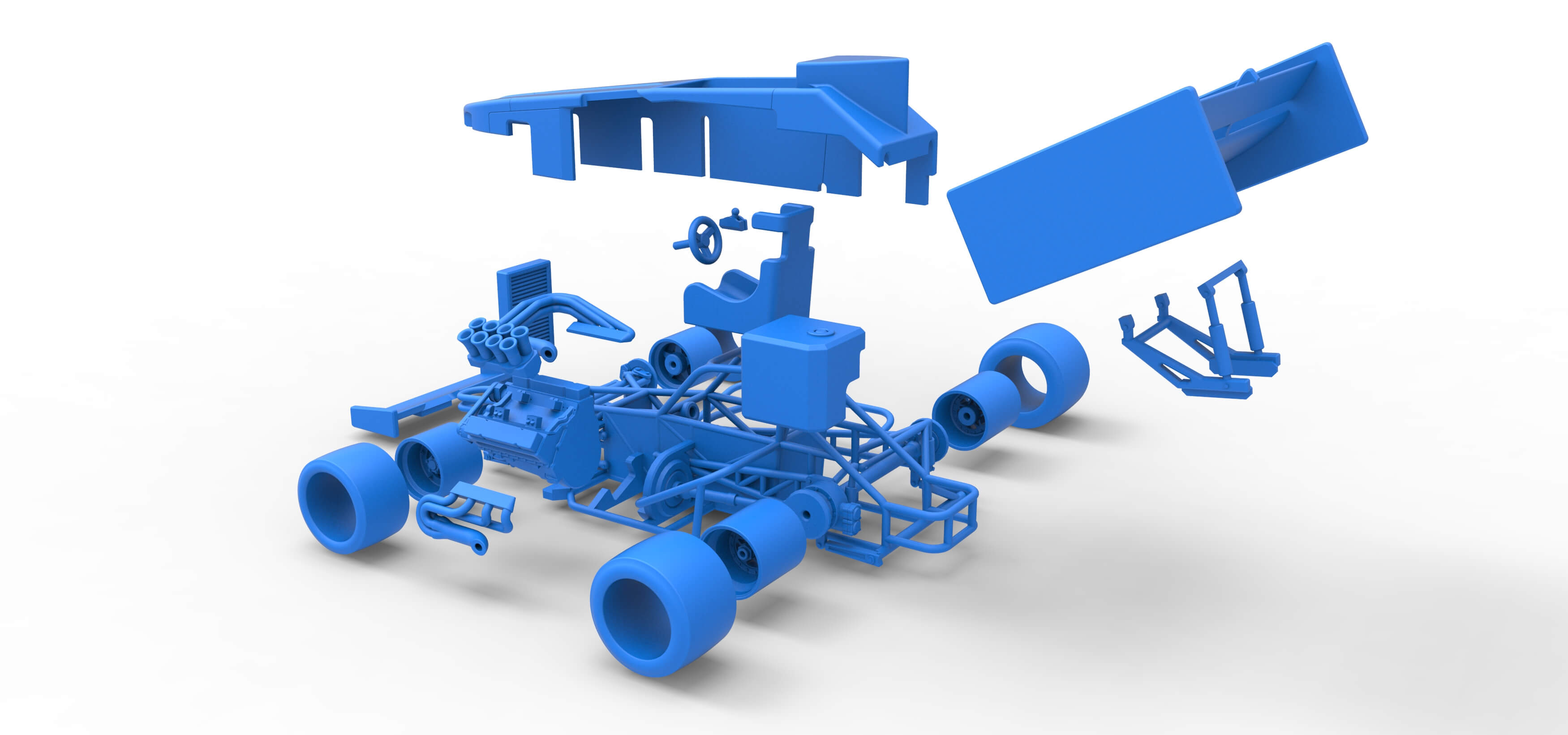 Winged Supermodified Race Car 1:25 - 3D Model by TechItemsRock