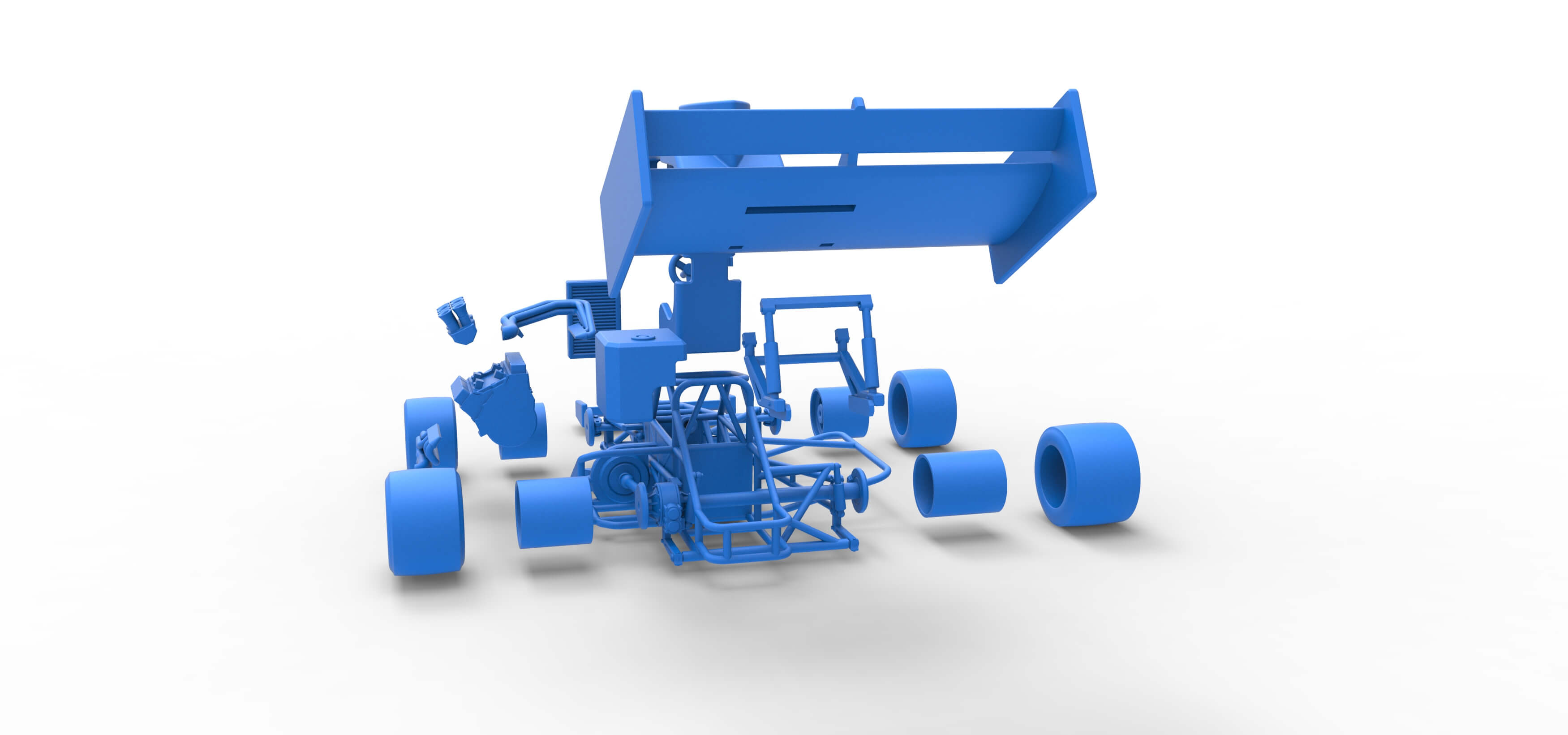 Winged Supermodified Race Car 1:25 - 3D Model by TechItemsRock