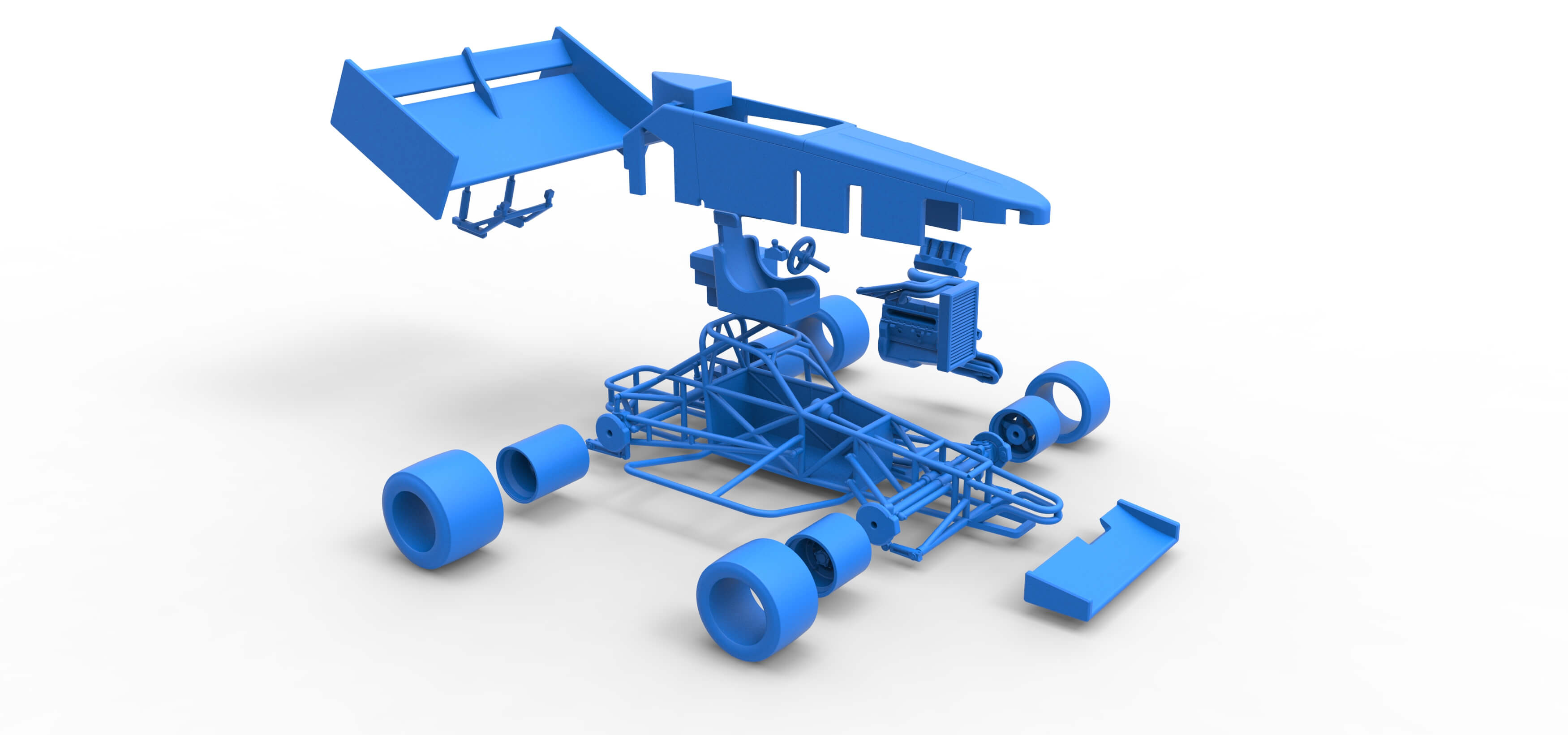 Winged Supermodified Race Car 1:25 - 3D Model by TechItemsRock