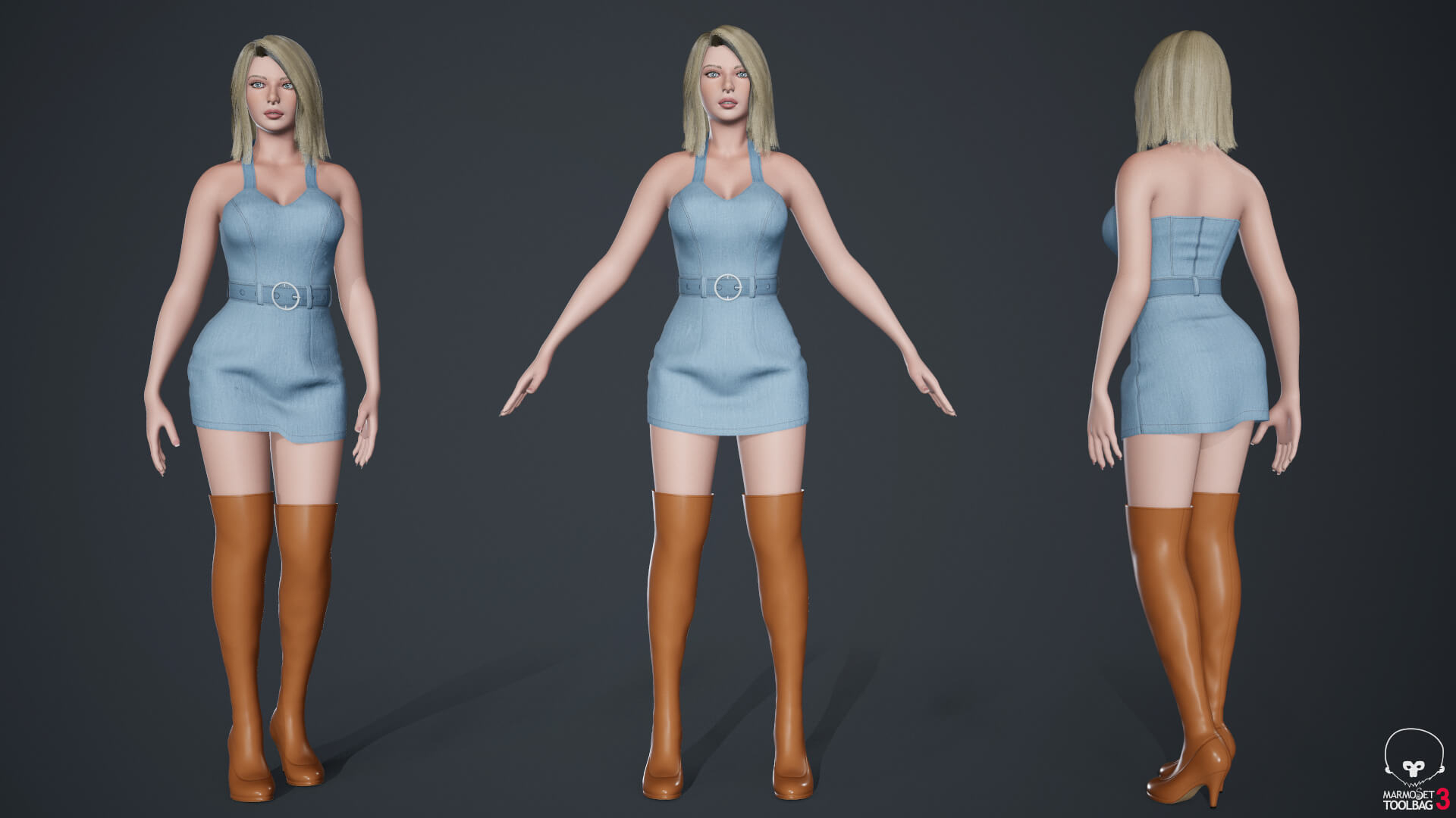Debbie - Rigged Female Character Base Mesh 3D Model by techykitty
