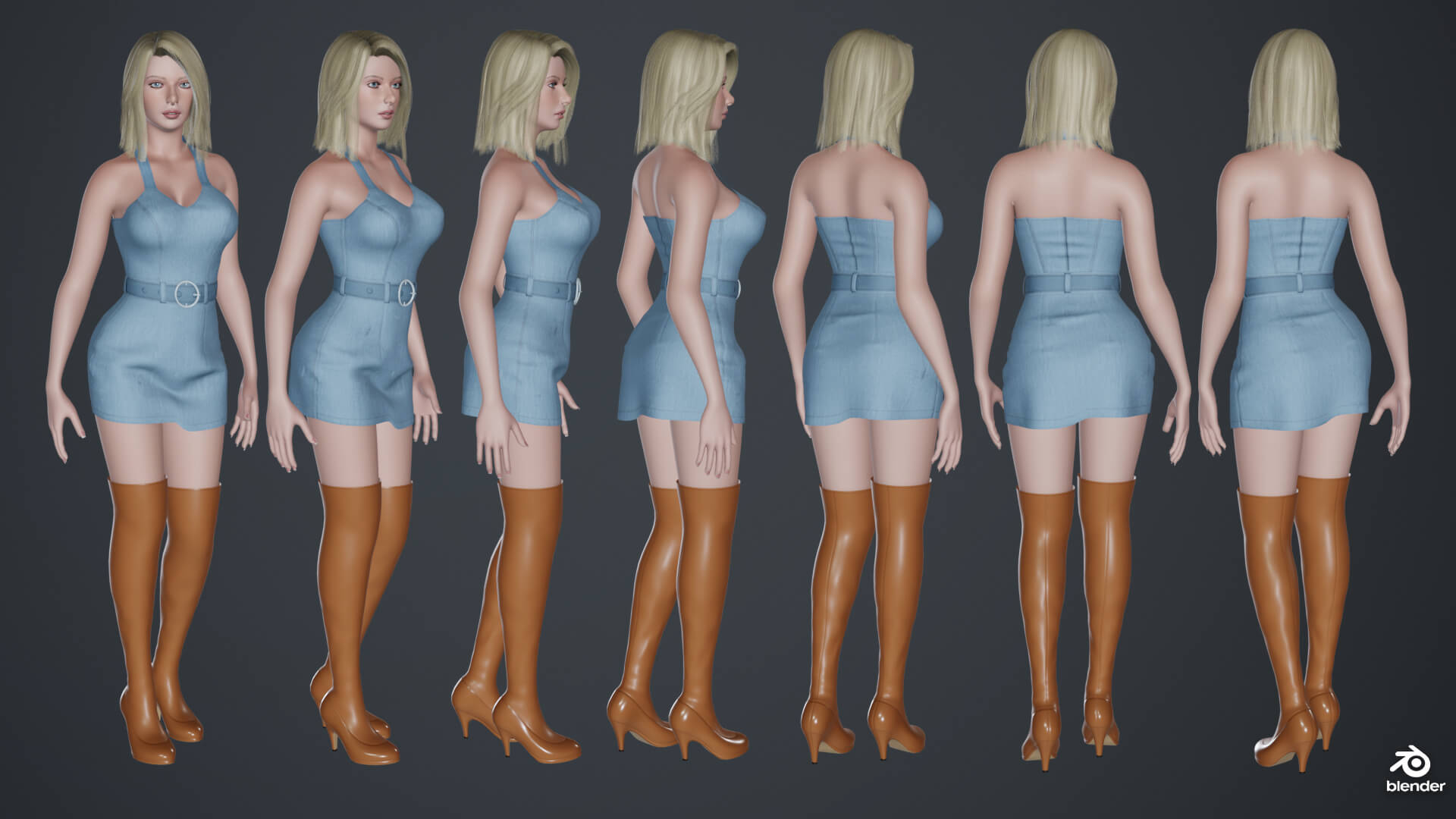 Debbie - Rigged Female Character Base Mesh 3D Model by techykitty