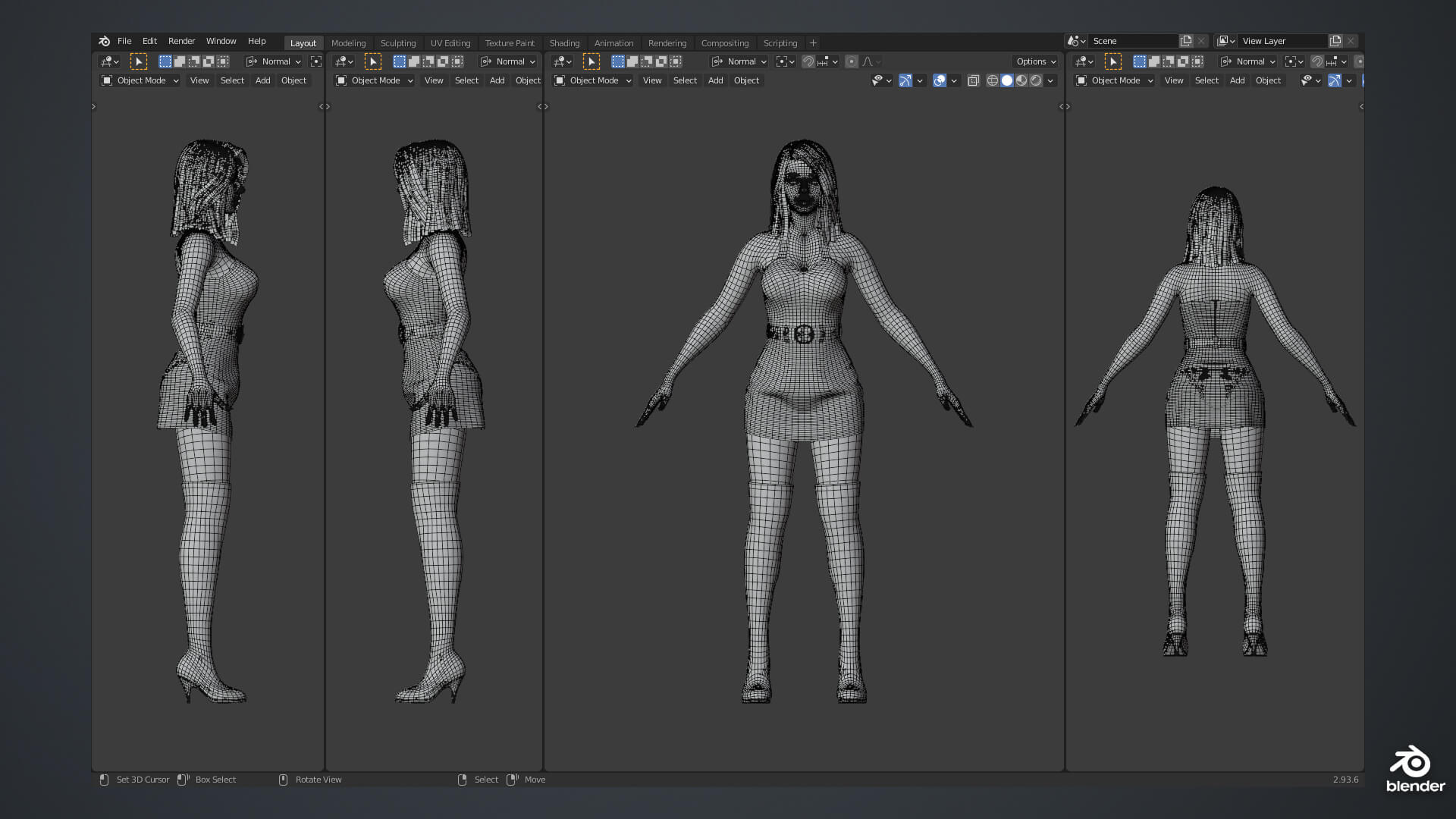 Debbie - Rigged Female Character Base Mesh 3D Model by techykitty
