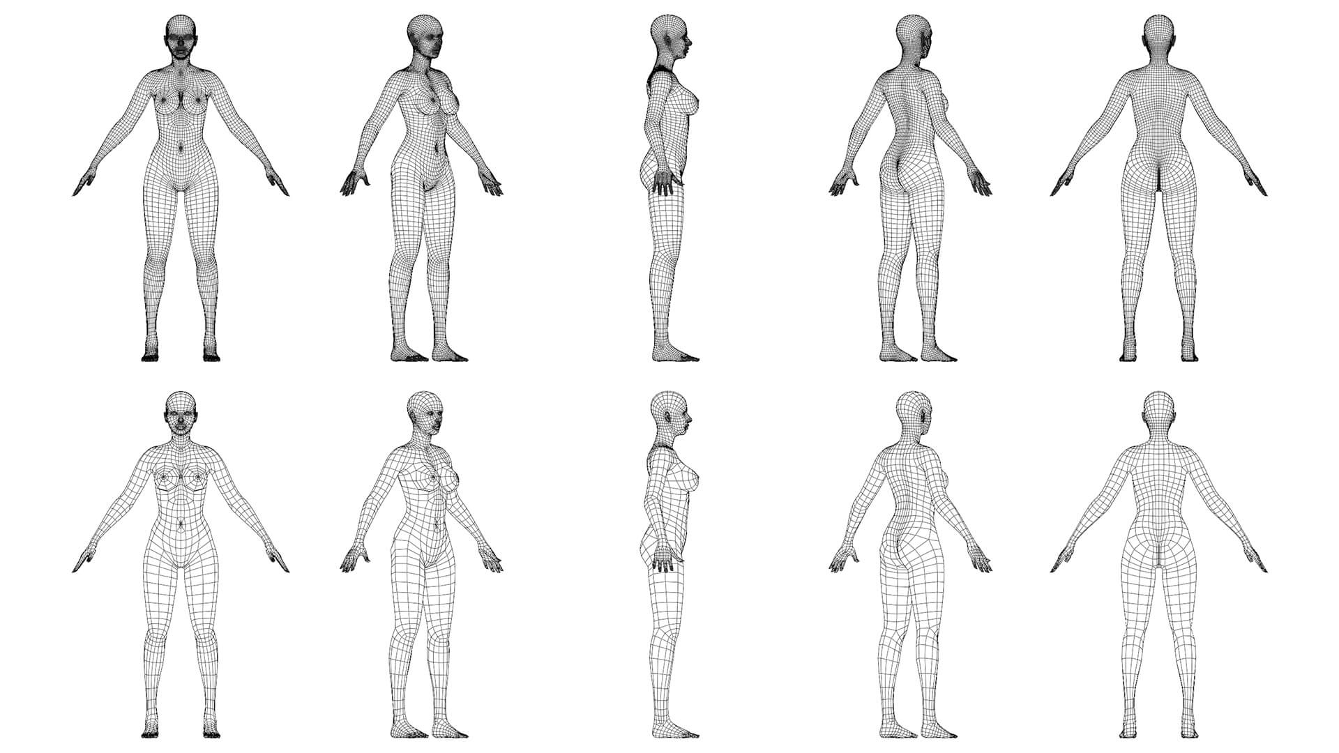 Debbie - Rigged Female Character Base Mesh 3D Model by techykitty