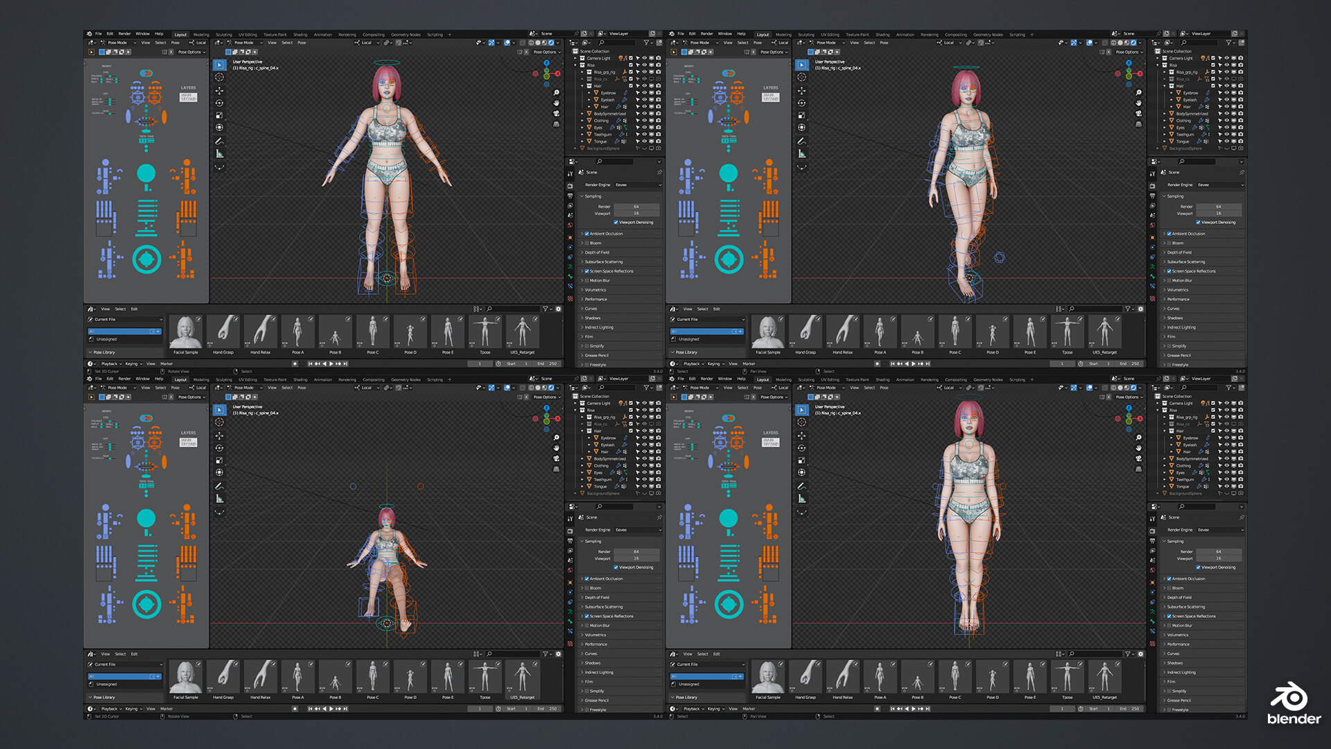 Risa - Female Character Base Mesh 3D Model by techykitty