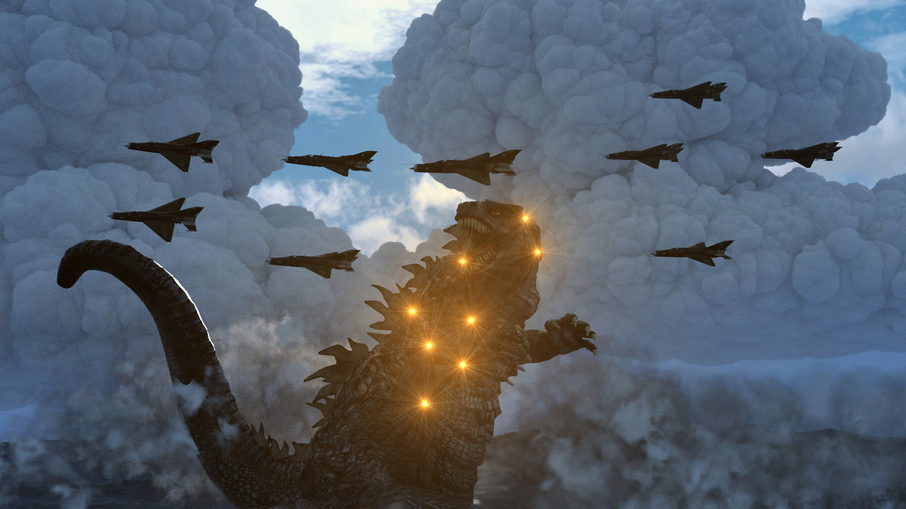 Godzilla The return 2 3D Render, Digital Art by TeddyBlackBear