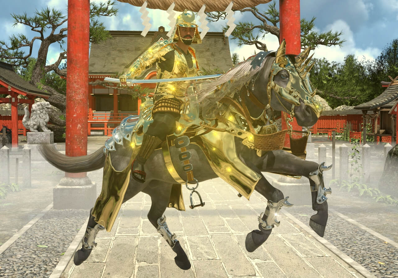 The Golden Samaurai Legend 3D Render by TeddyBlackBear