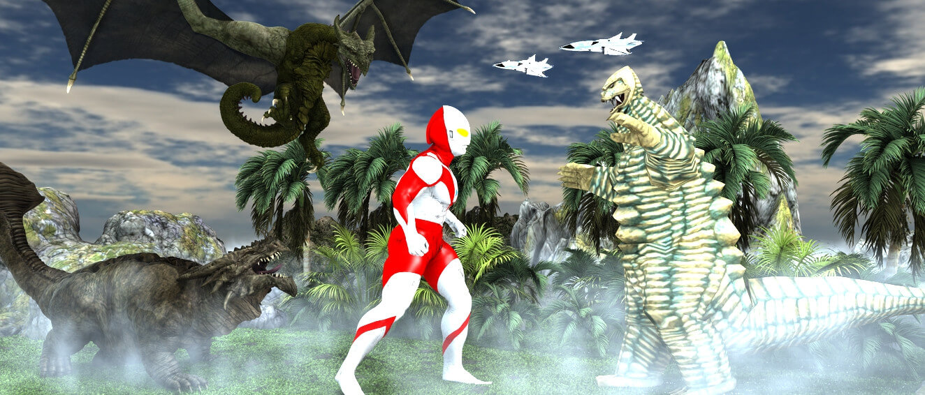 Ultraman Vs The Island of Monsters 3D Render by TeddyBlackBear