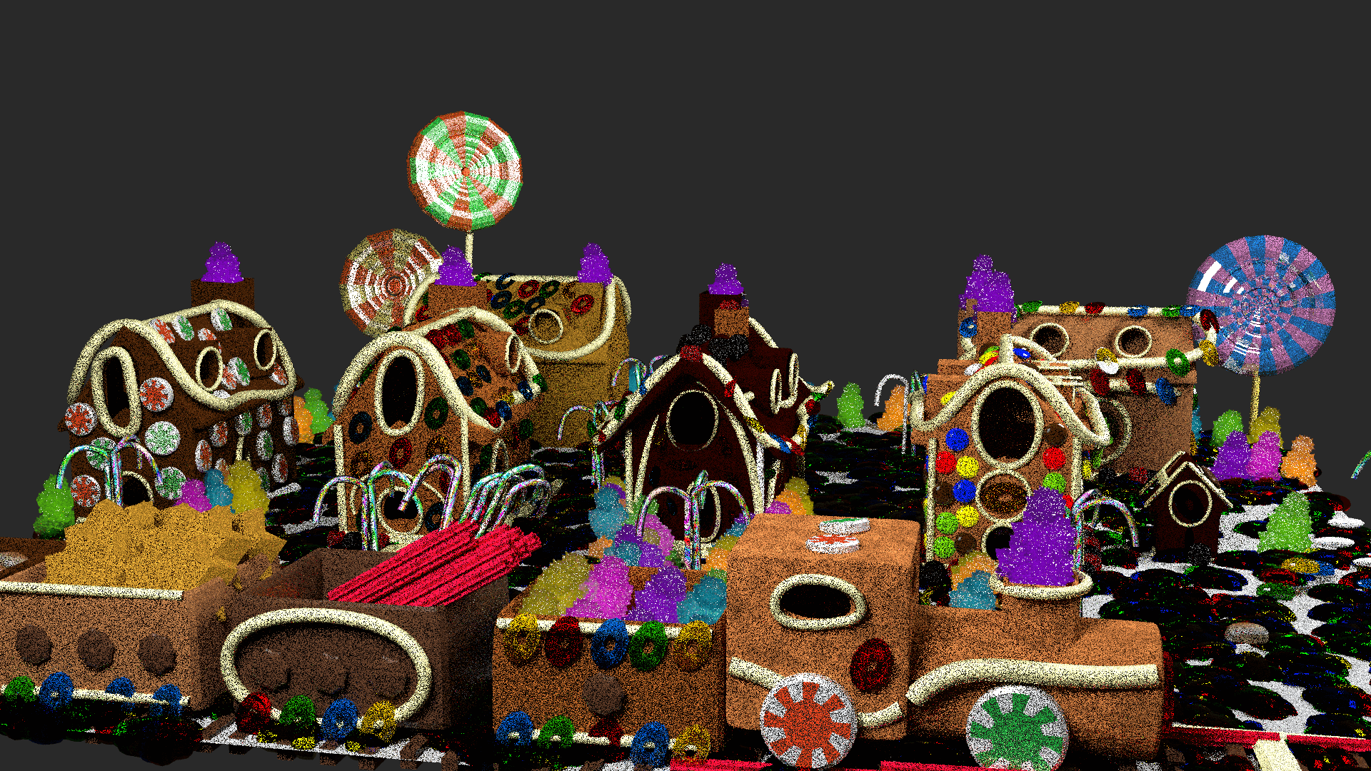 Gingerbread Town 3D Render, Digital Art by tedlogan88