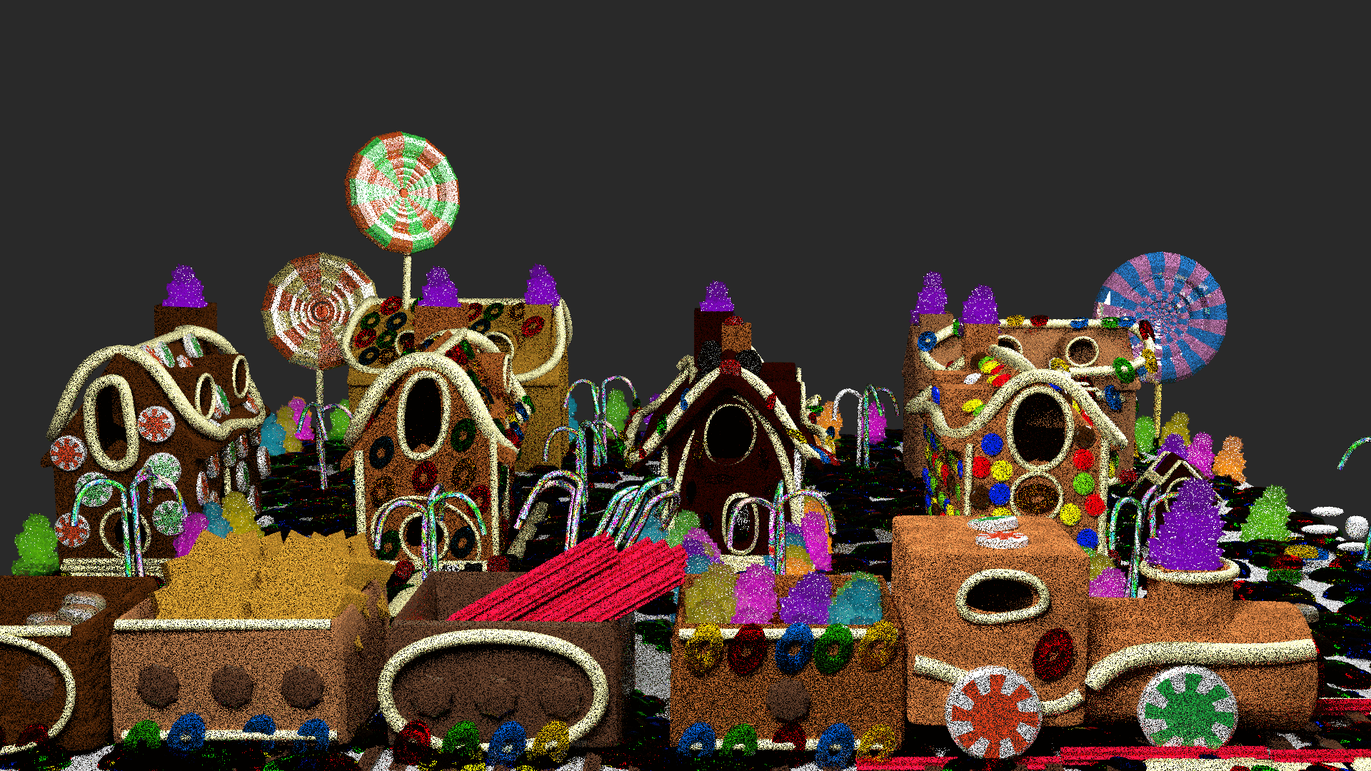 Gingerbread Town 3D Render, Digital Art by tedlogan88