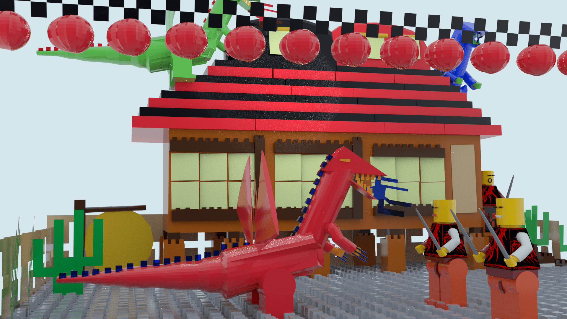 Lego Dragon Construction Set 3D Render, Digital Art by tedlogan88