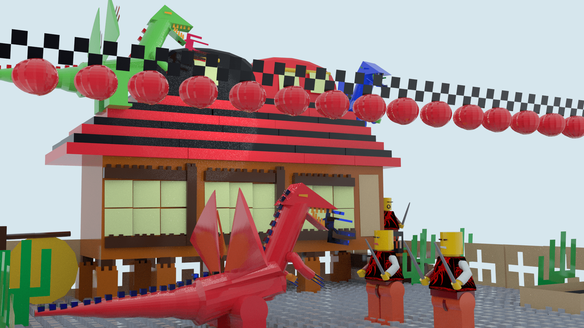 Lego Dragon Construction Set 3D Render, Digital Art by tedlogan88