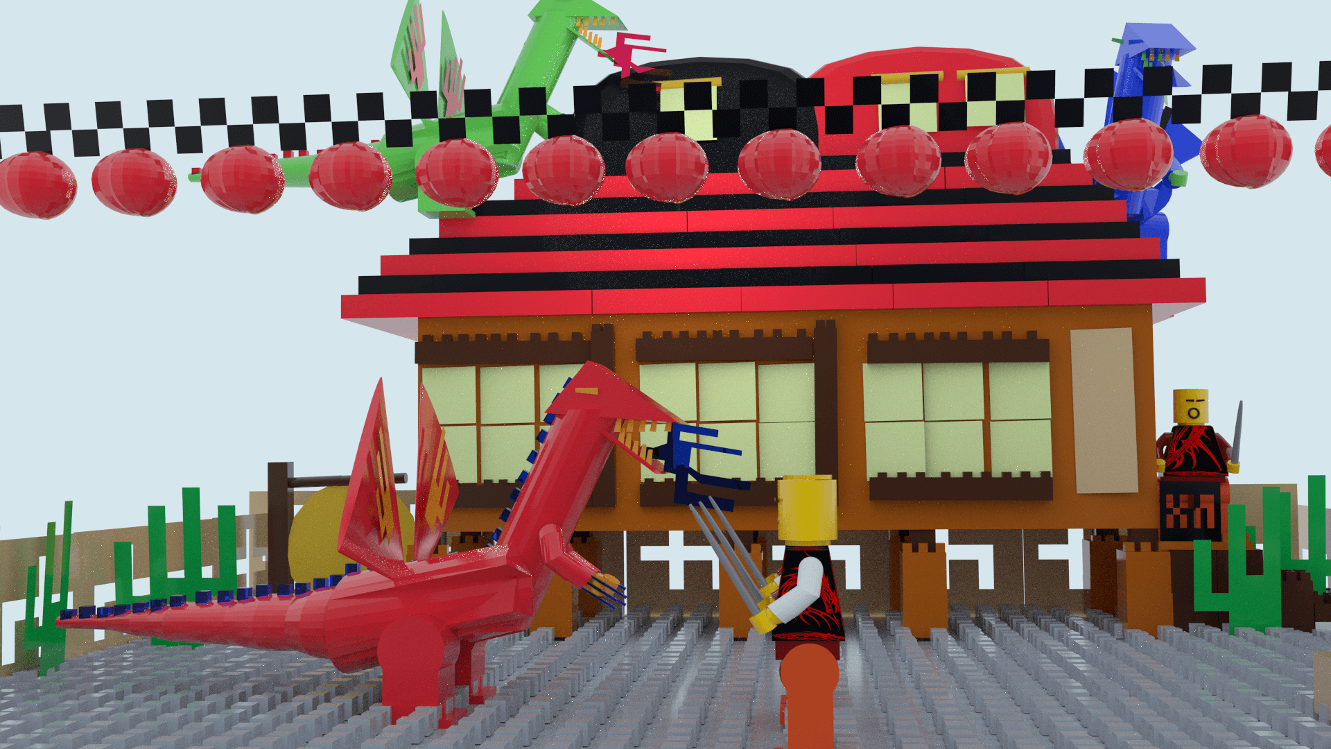 Lego Dragon Construction Set 3D Render, Digital Art by tedlogan88