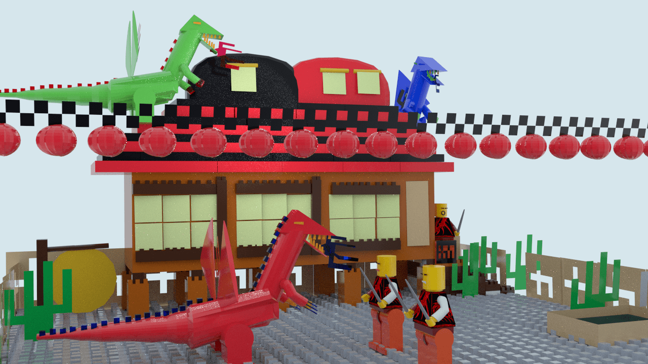 Lego Dragon Construction Set 3D Render, Digital Art by tedlogan88